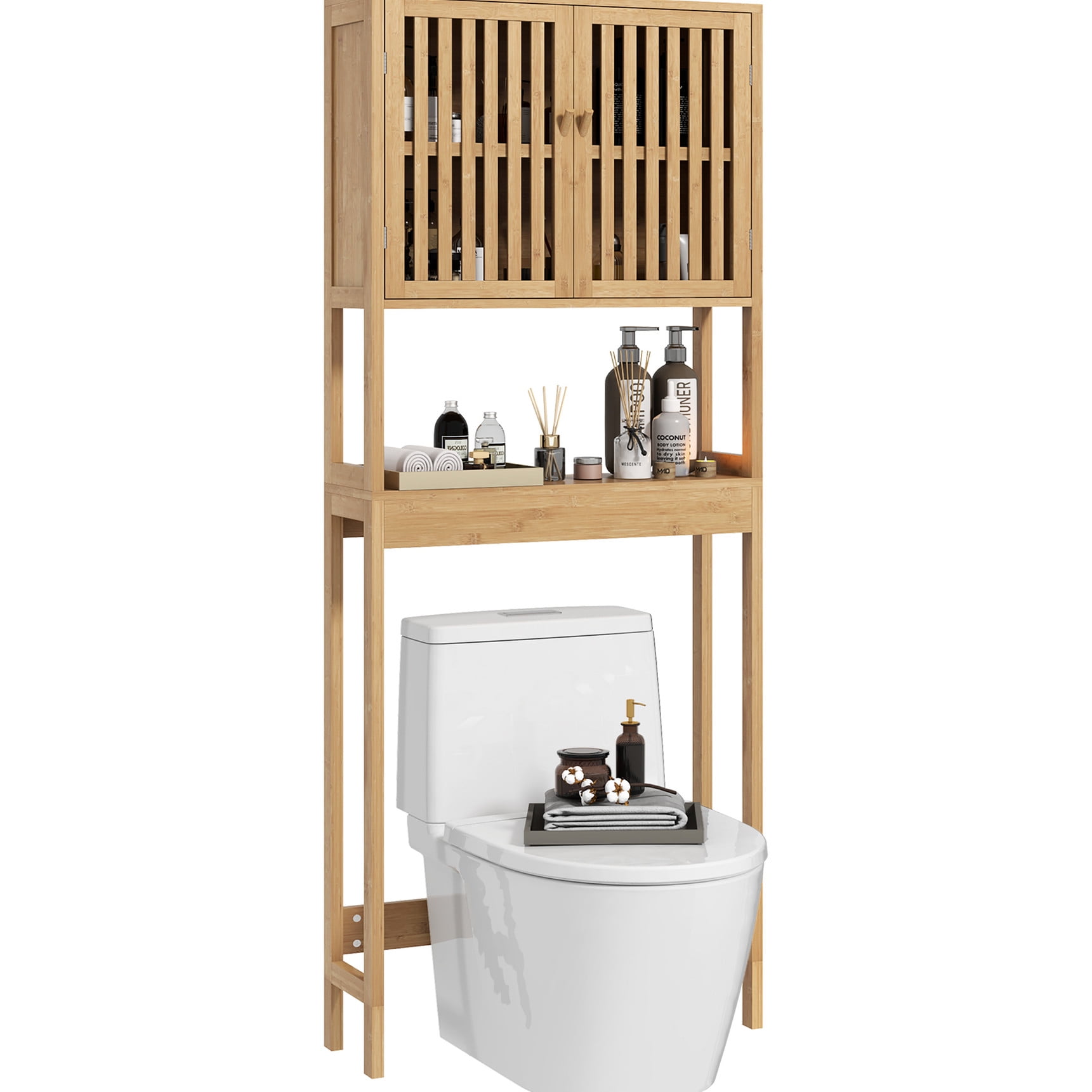 Bamboo and MDF Build - Ample Room for Toiletries - Above Toilet in ...
