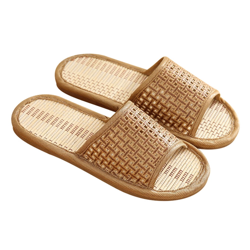 Bamboo and Rattan Slippers Sandals Womens House Summer Cool Flat Bottom ...