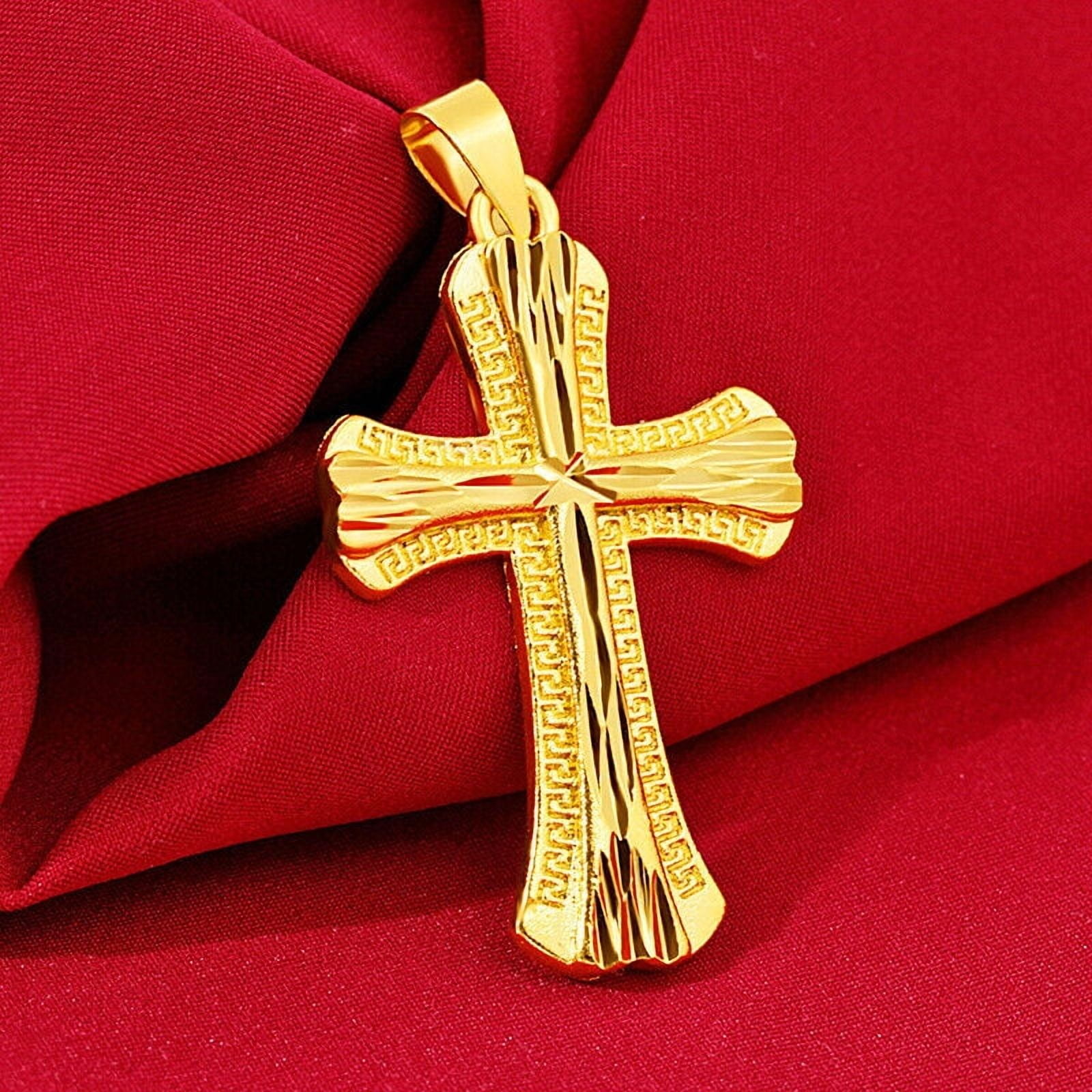 Bamboo cross 22K 23K 24K Thai Baht Gold Filled Yellow GP Necklace ...