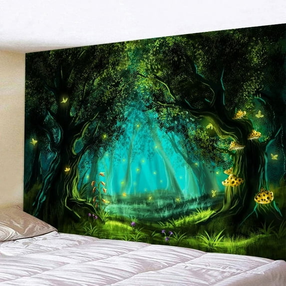 Bamboo forest pattern tapestry bedroom forest print wall background ...