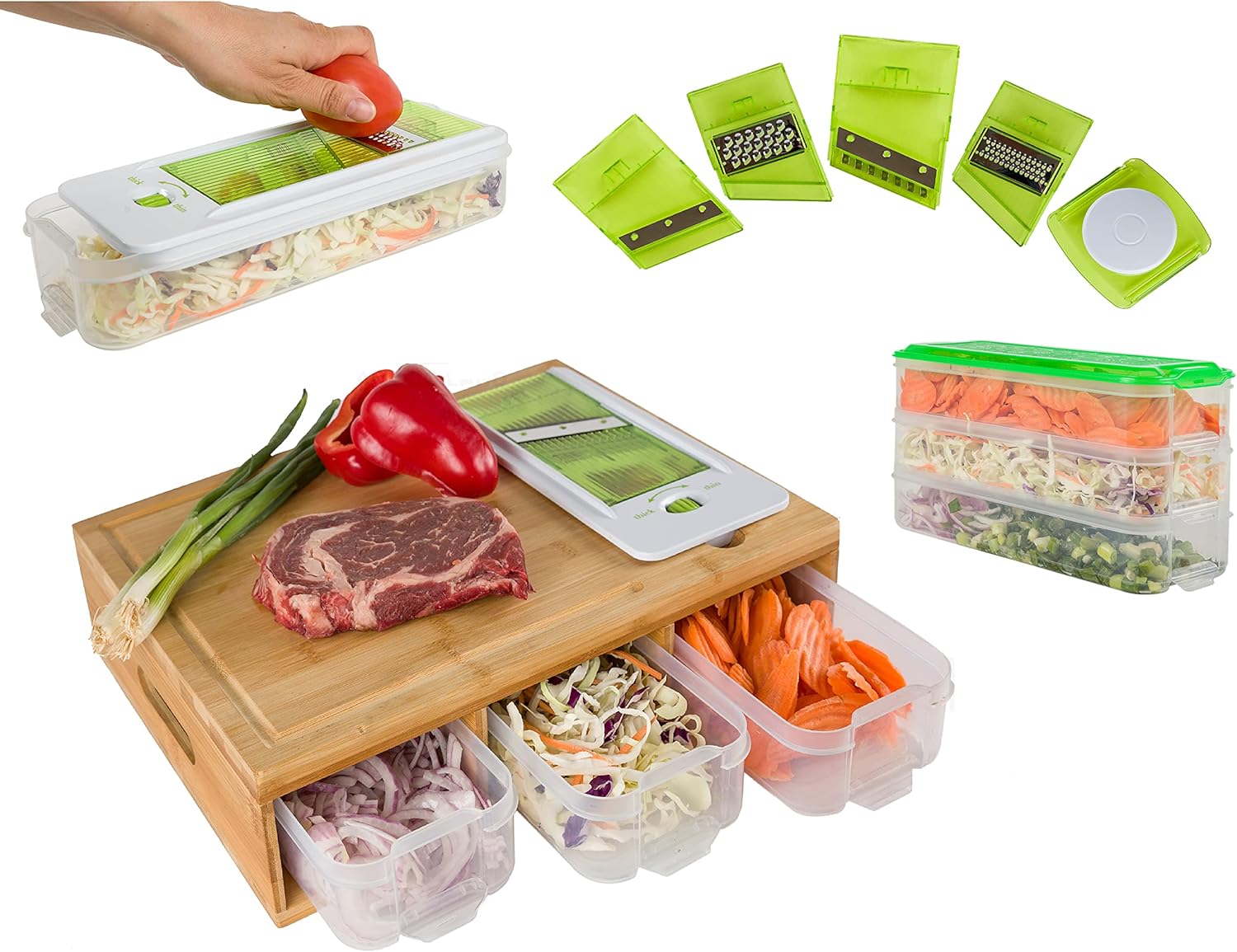 Bamboo land bamboo cutting board with container, food preparation ...