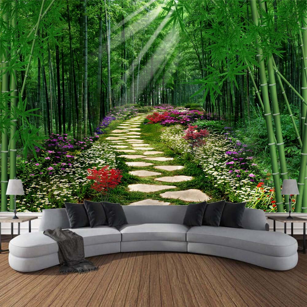 Bamboo tapestry natural landscape 3d printing wall hanging home ...