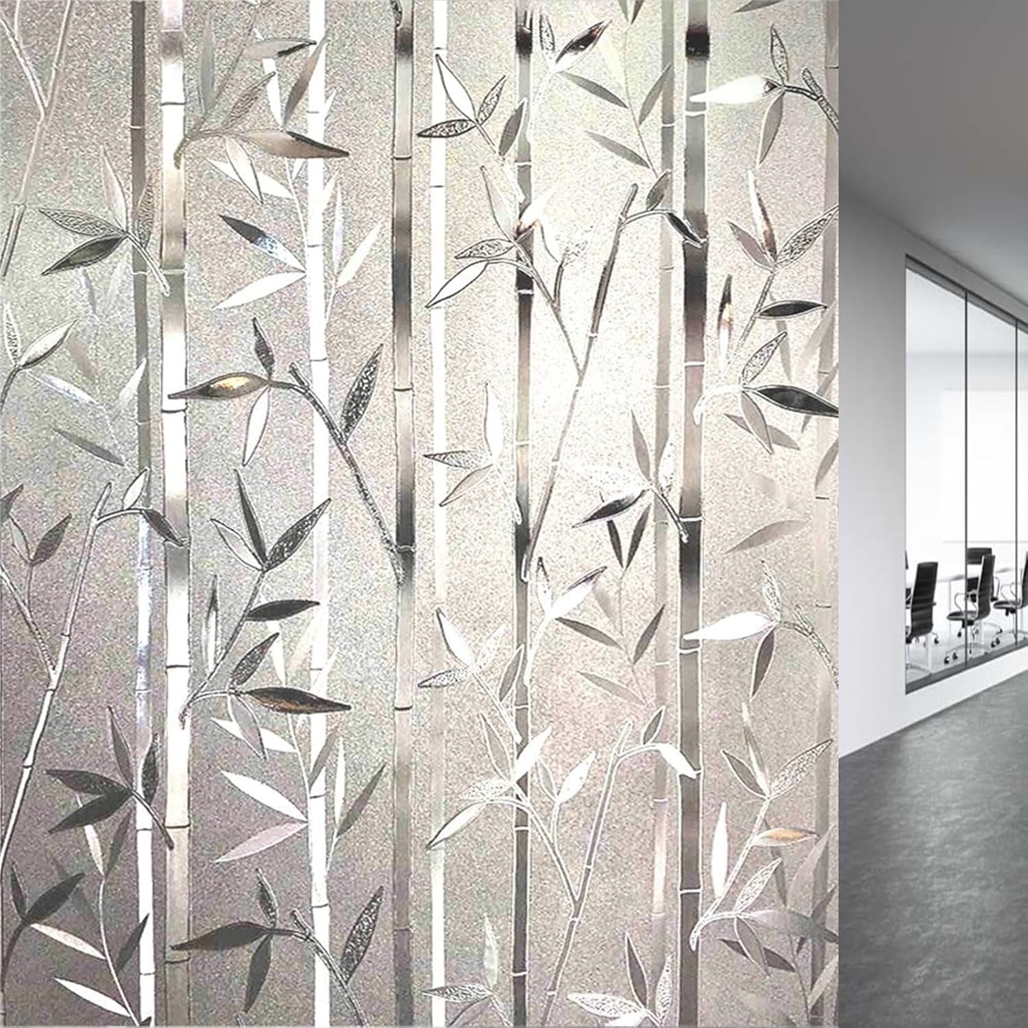 Bamboo window stickers colored glass film frosted privacy window ...