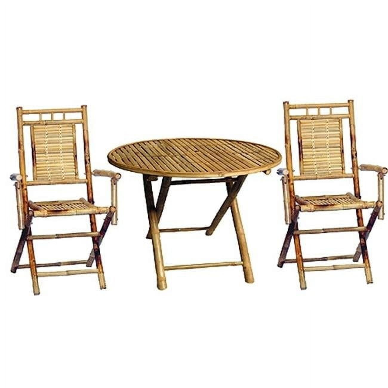 Bamboo54 5452 3 Piece Bistro Set with Round Bamboo Table - Walmart.com