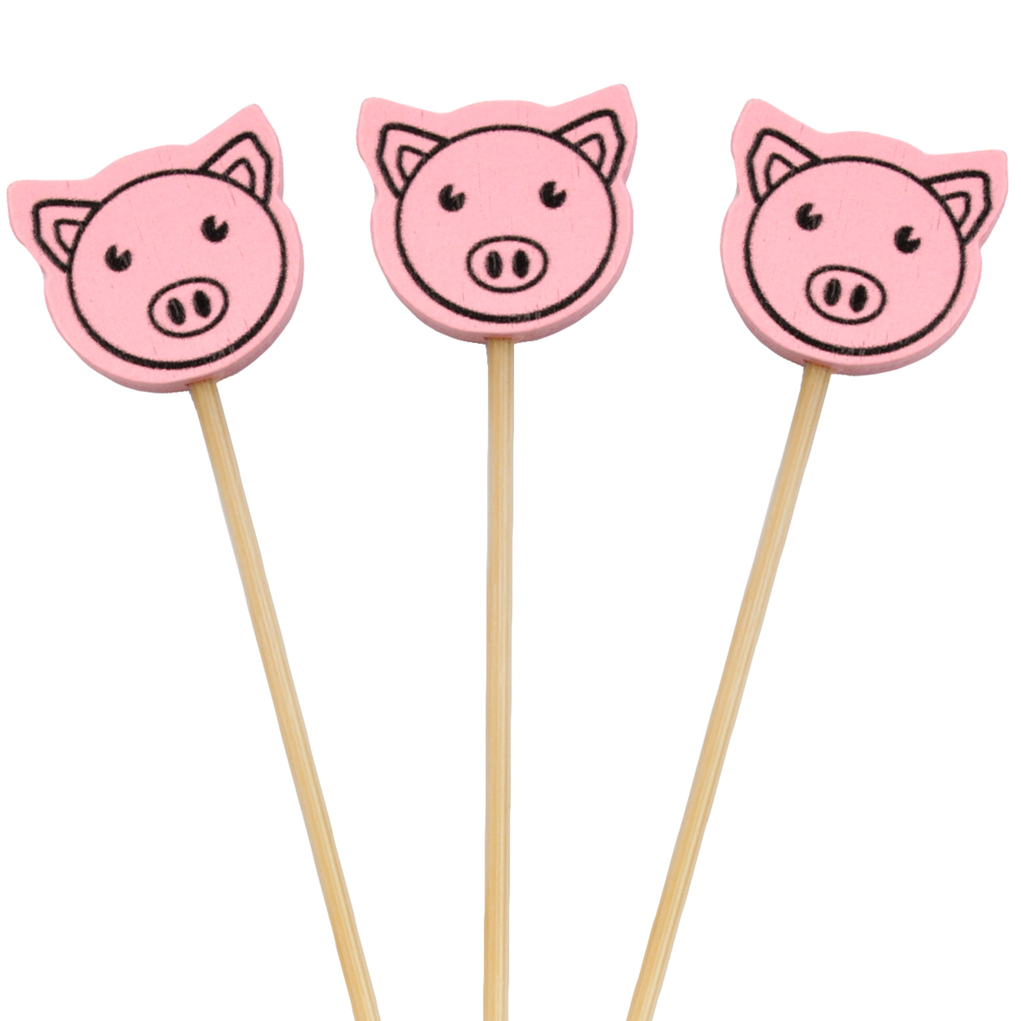 BambooMN 3.9" Pink Pig Fancy Cocktail Appetizers Bamboo Toothpick Picks ...