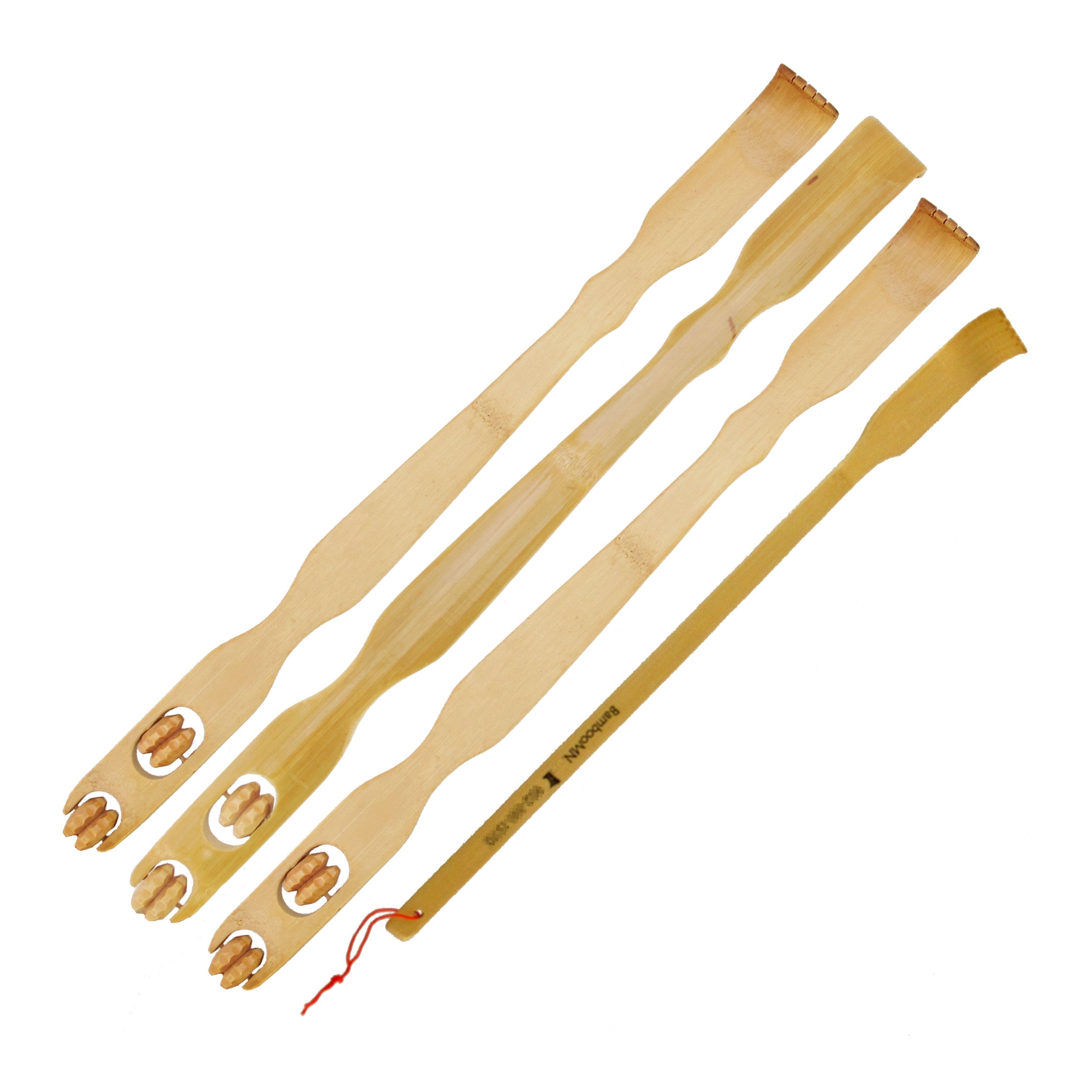 BambooMN 3 Pieces 17" Bamboo Backscratcher Knobby Massage Roller Handle ...