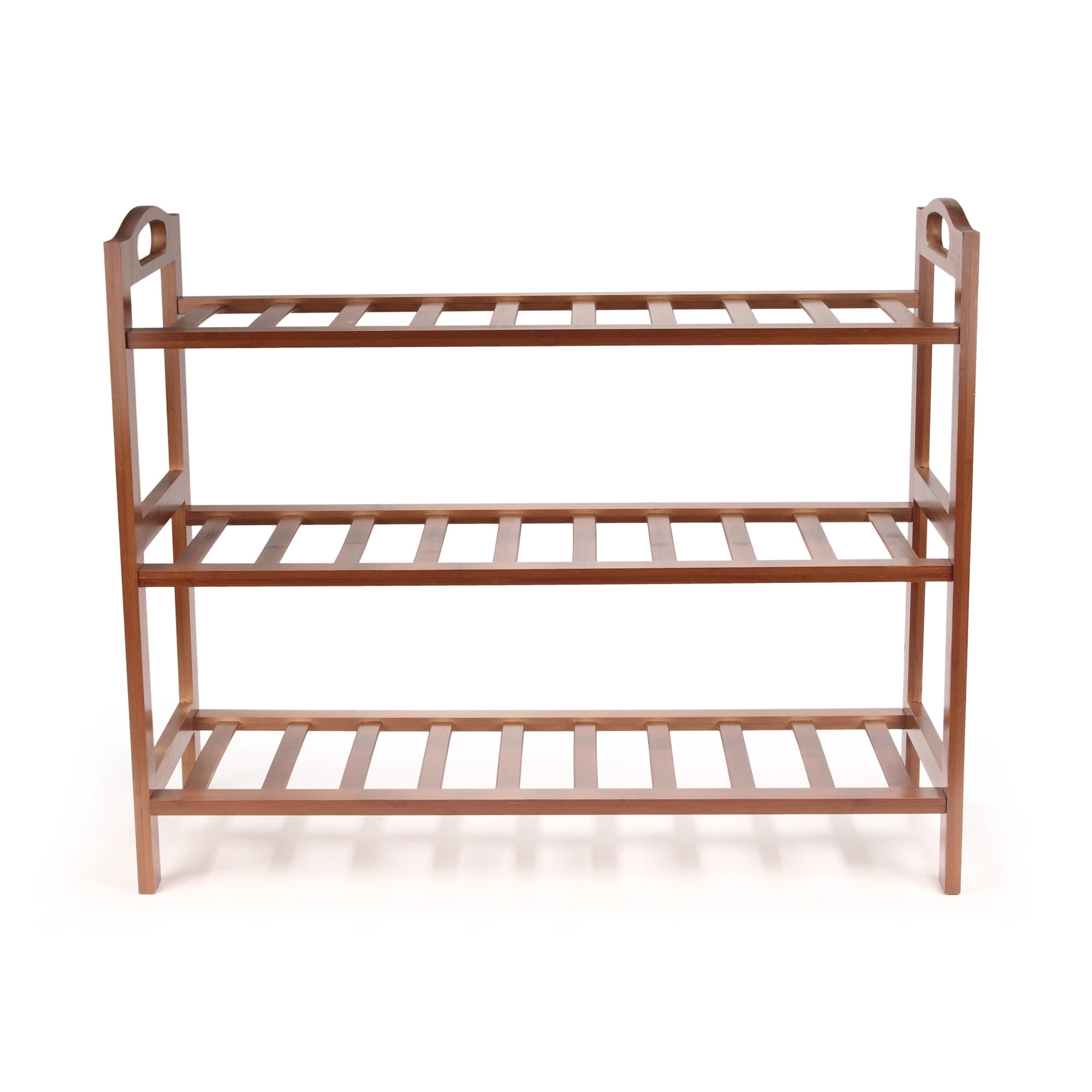 BambooMN 3-Tier Bamboo Wood Shoe Rack, for Entryway or Doorway - Brown ...