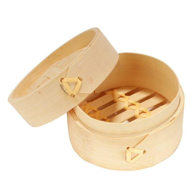 BambooMN 3 inch Mini Bamboo Food Steaming Dim Sum Dumpling Steamer ...