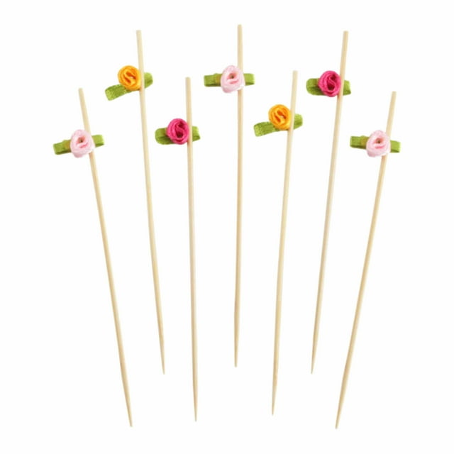BambooMN 4.7" Colorful Fancy Flower Cocktail Picks for Drinks and Food ...
