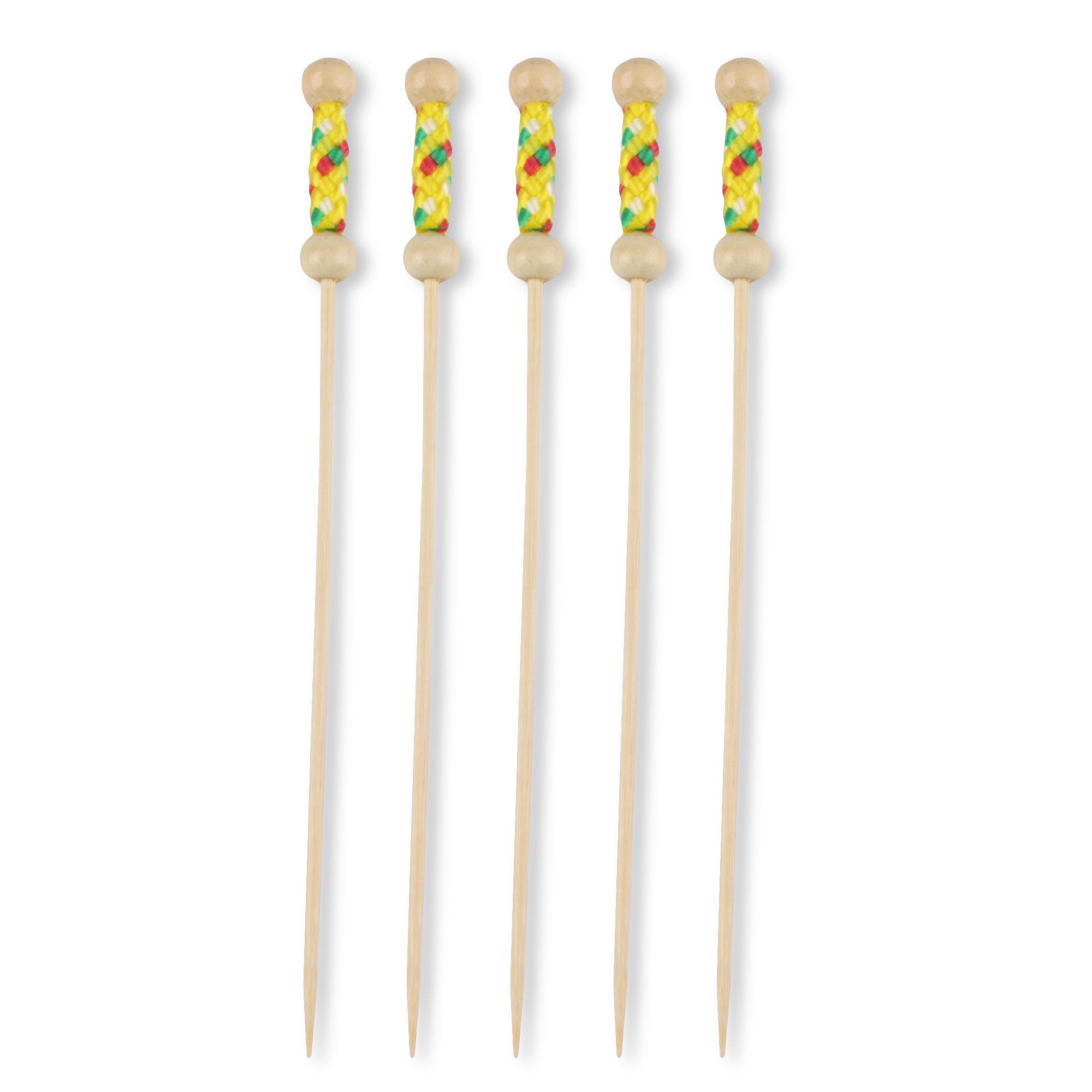 BambooMN 4.7" Decorative Bamboo Bright Yellow Braided String Cocktail ...