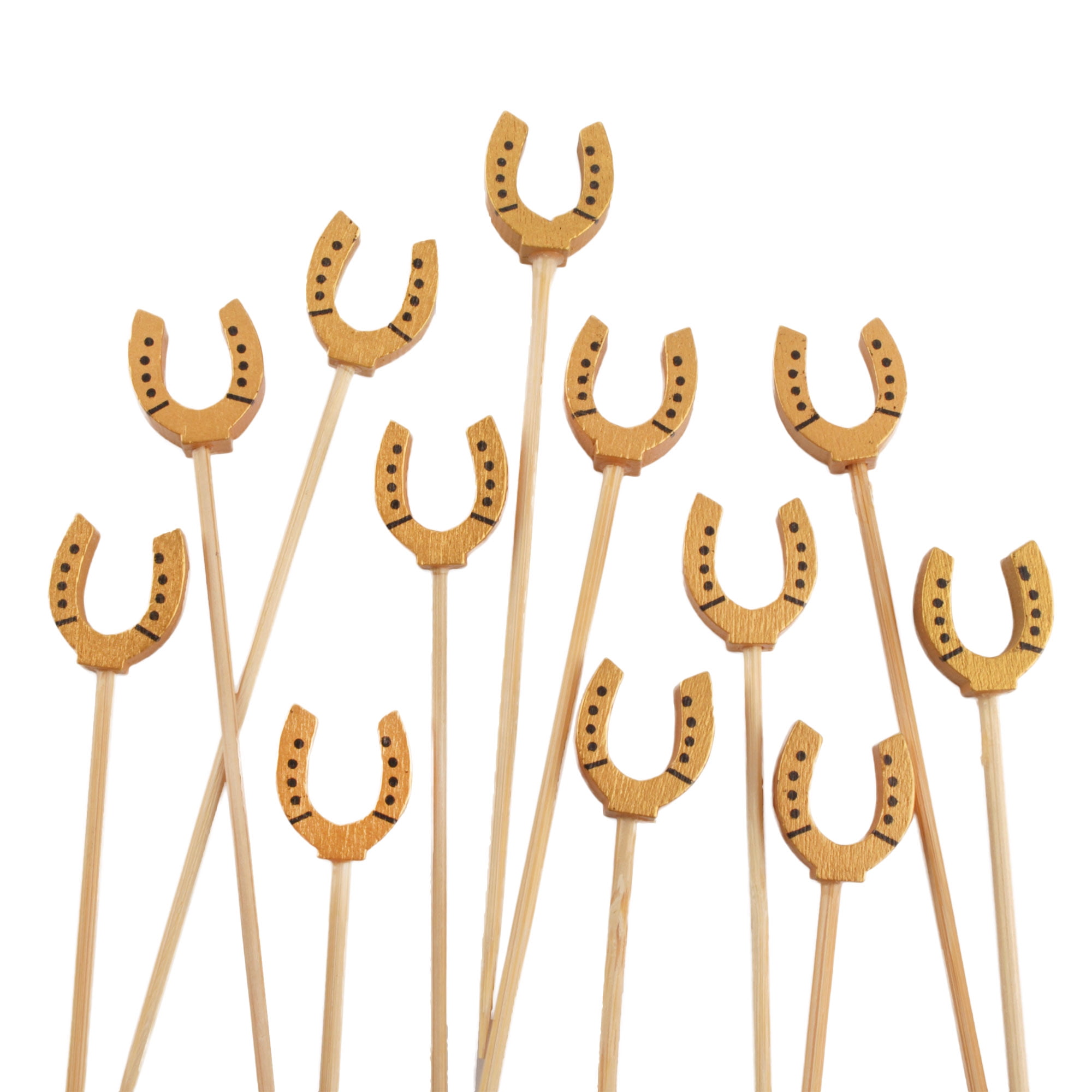 BambooMN 4.7" Decorative Lucky Horseshoe End Bamboo Cocktail Fruit ...