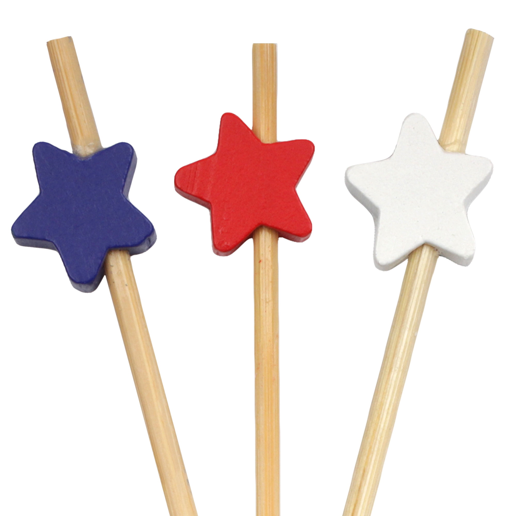 BambooMN 4.7" Decorative Star Bamboo Cocktail Fruit Sandwich Toothpicks ...