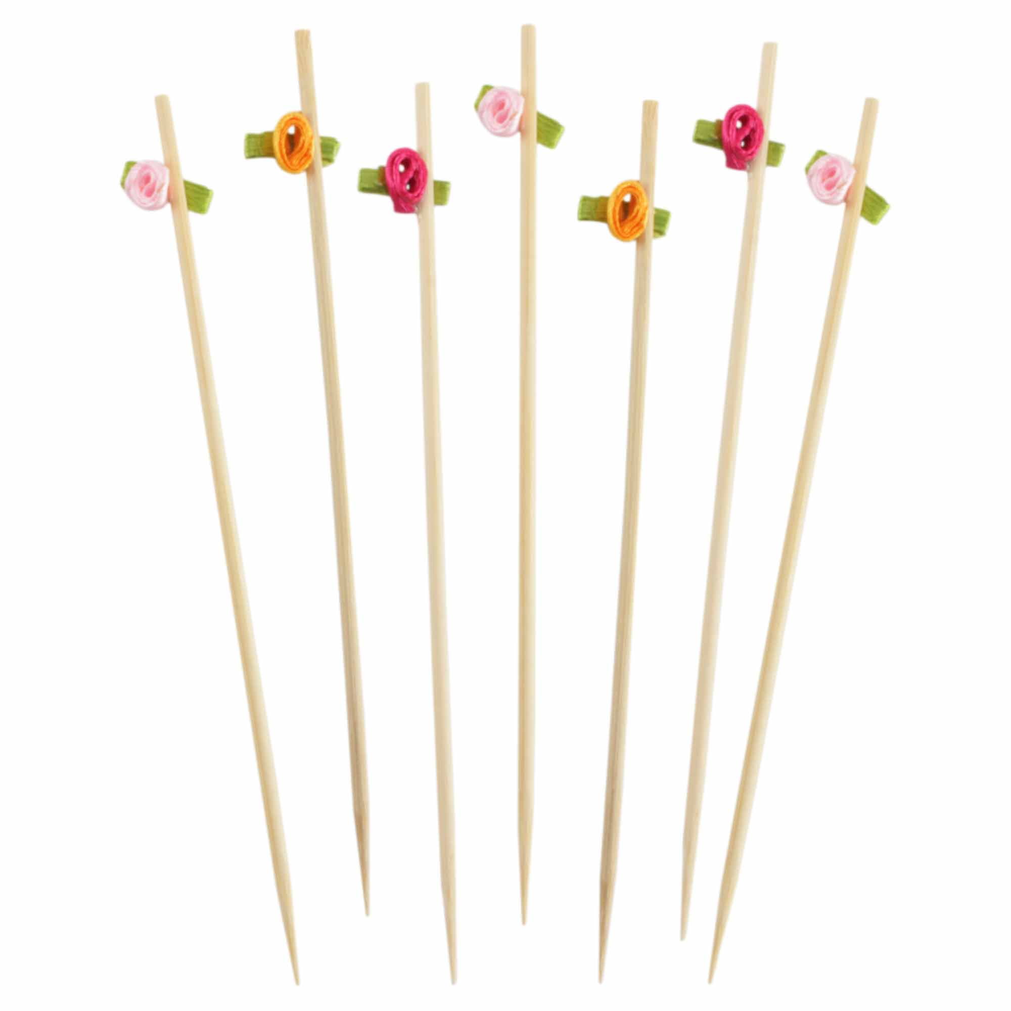 BambooMN 5.9" Colorful Fancy Flower Cocktail Picks for Drinks and Food ...
