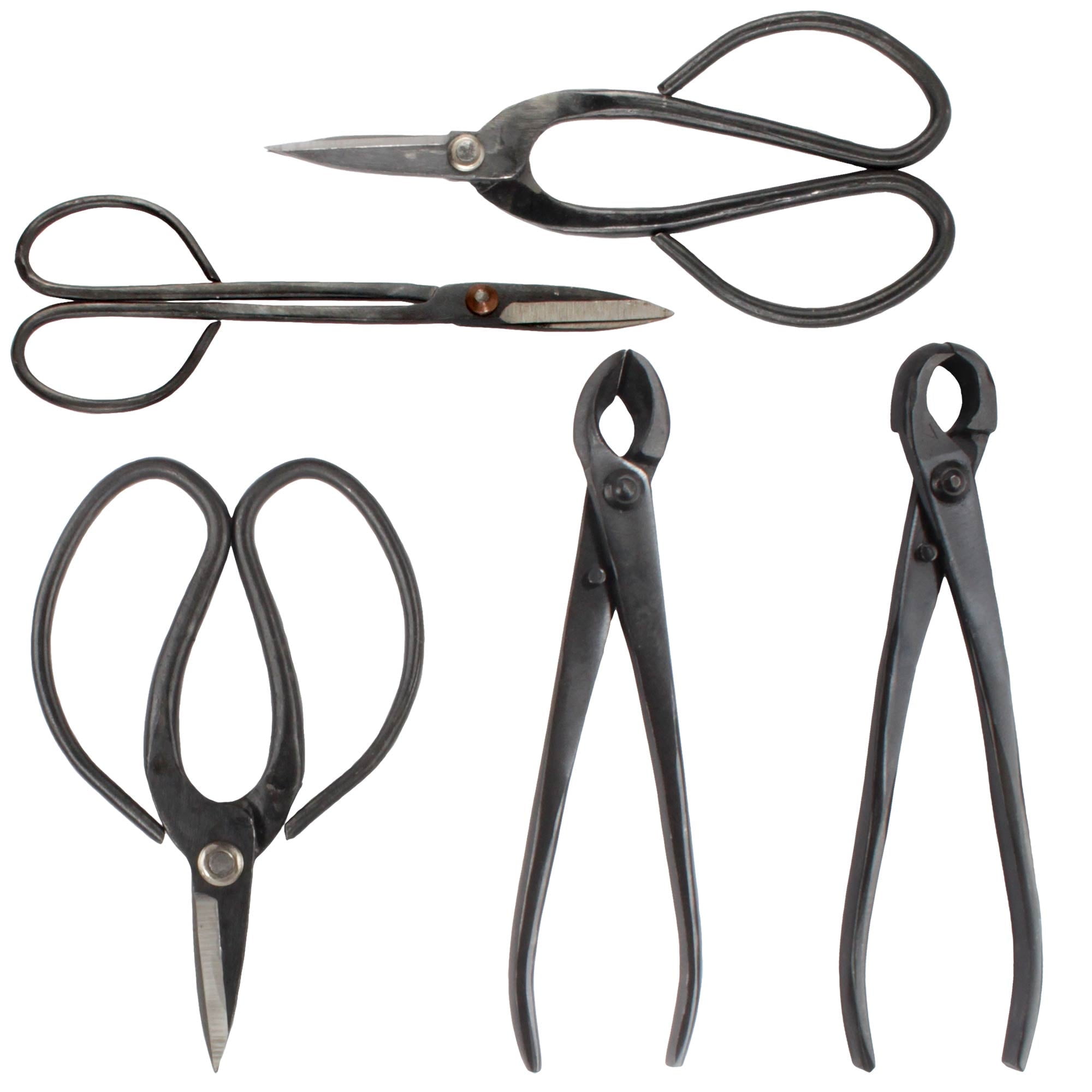 BambooMN 5 Piece Japanese Garden Bonsai Tool Set - Black, Includes ...