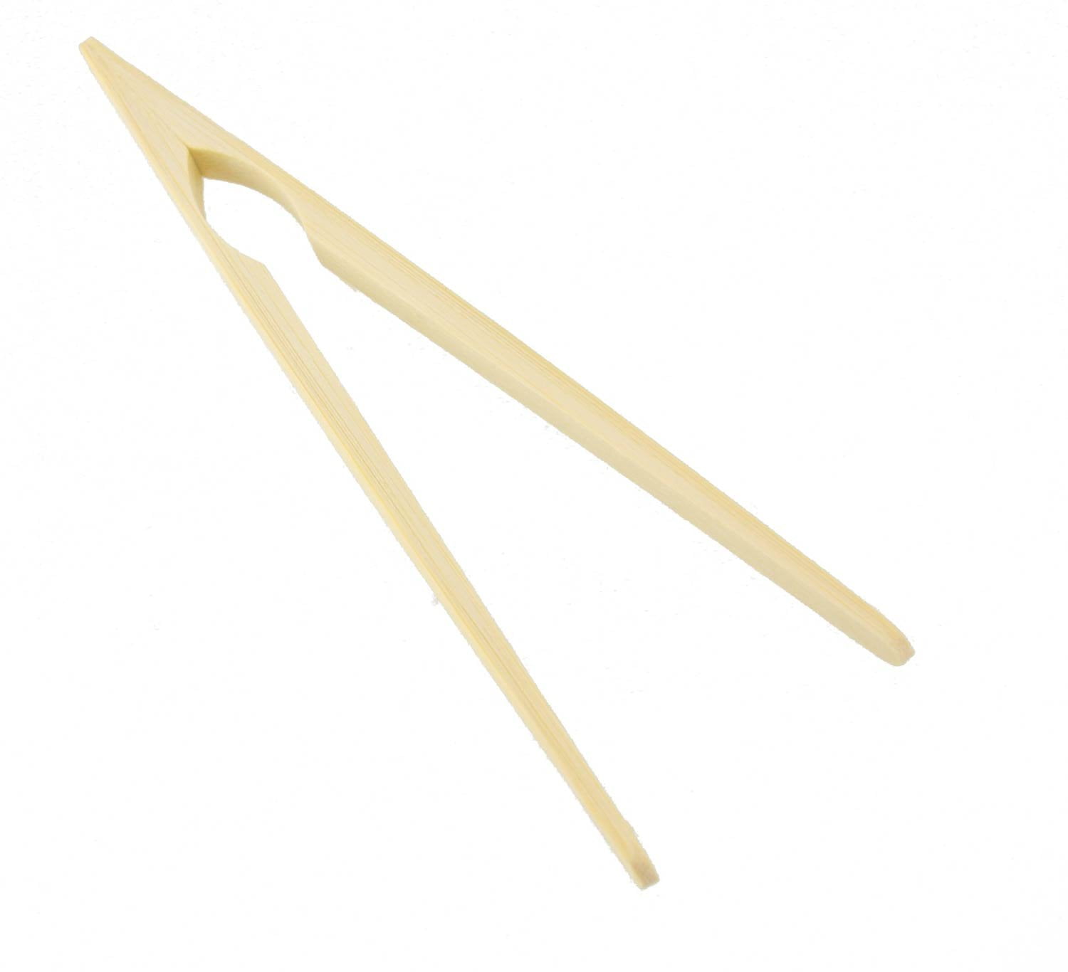 BambooMN 7.5" Reusable Bamboo Wood Tongs, Straight Arms, Natural - 10 ...