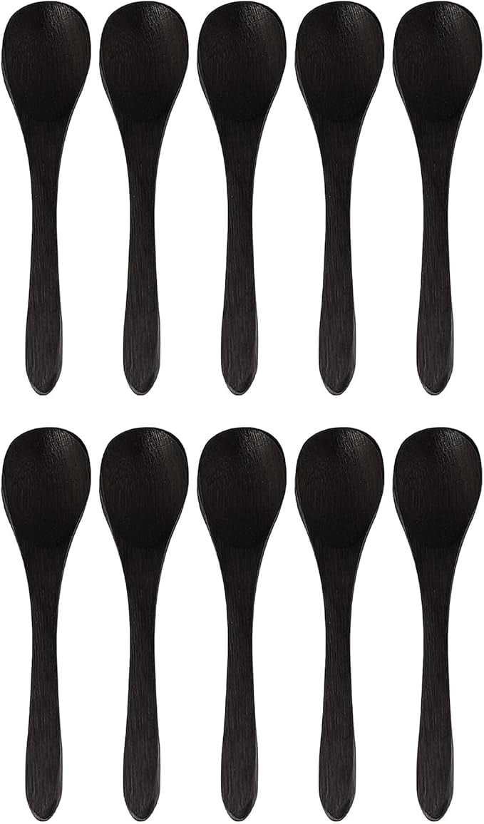 BambooMN Bamboo Black Serving Spoons, Mini Salt Spoon/Tiny Wooden ...