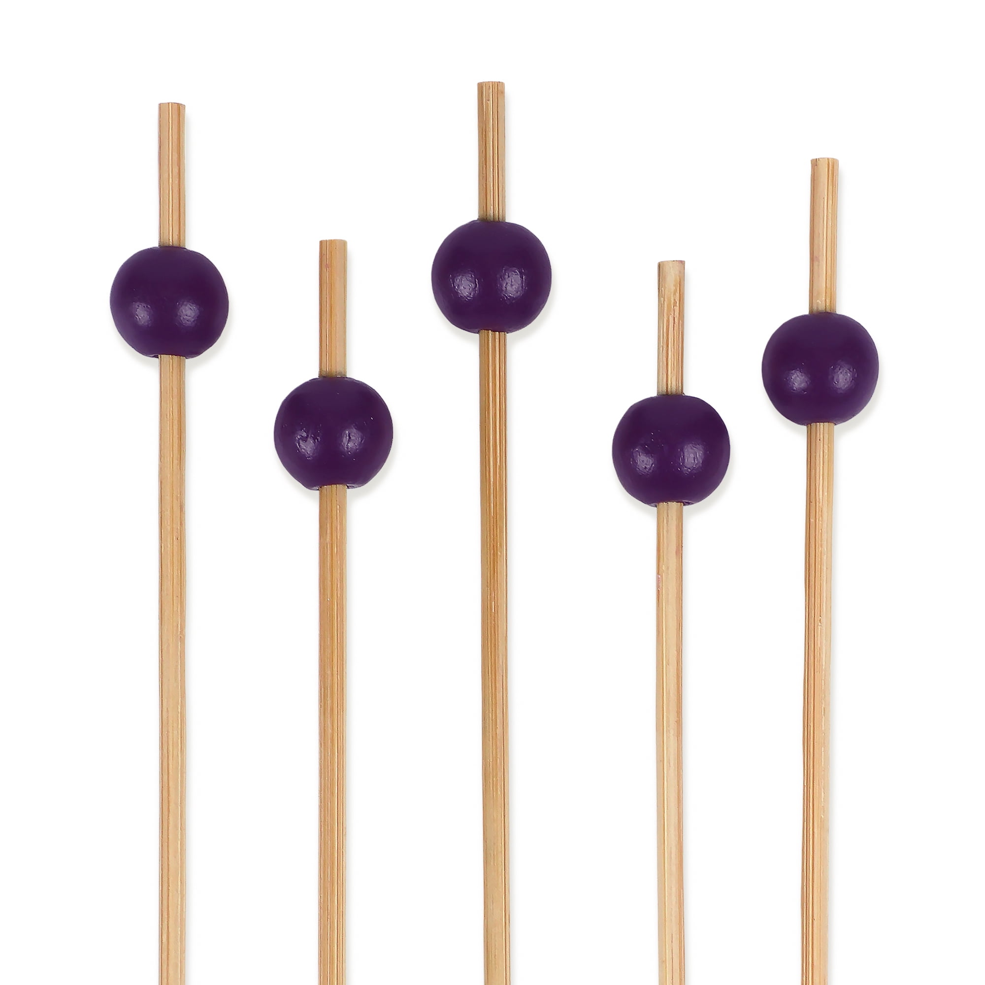 BambooMN Decorative Ball End Bamboo Cocktail Appetizer Picks Skewers ...