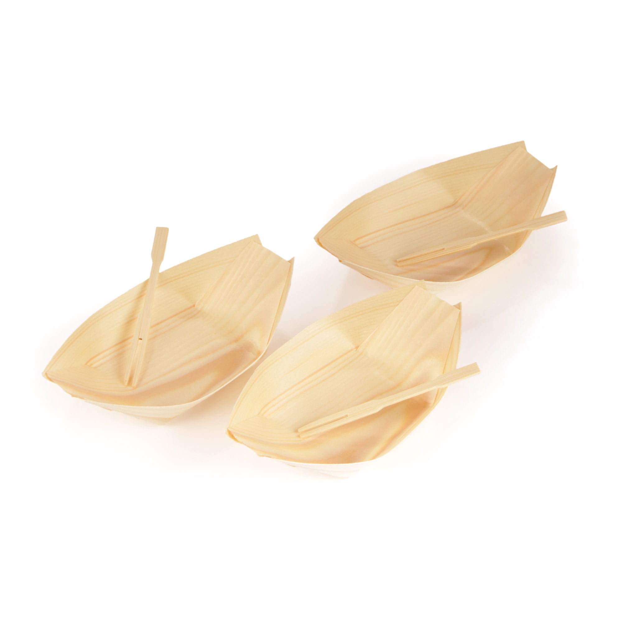 BambooMN Brand - Disposable Wood Boat Plates/Dishes, 5.25" Long x 3 ...