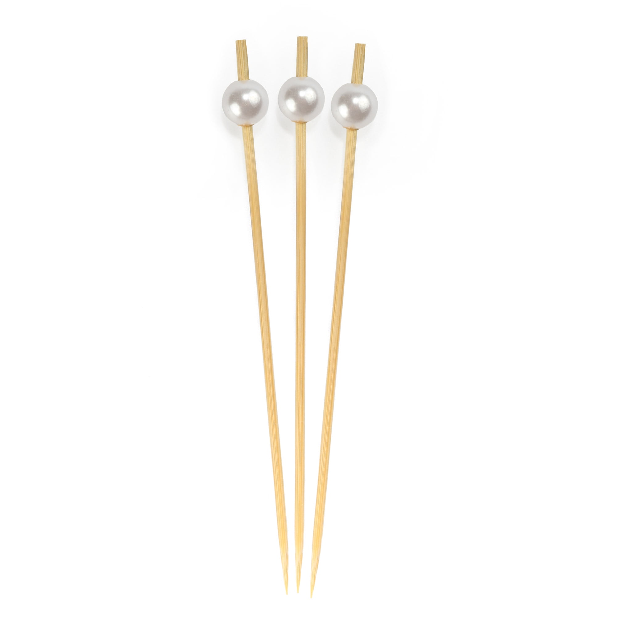 BambooMN Brand - Pearl End Bamboo Picks 3.9" (10cm) - 300 pcs - White ...
