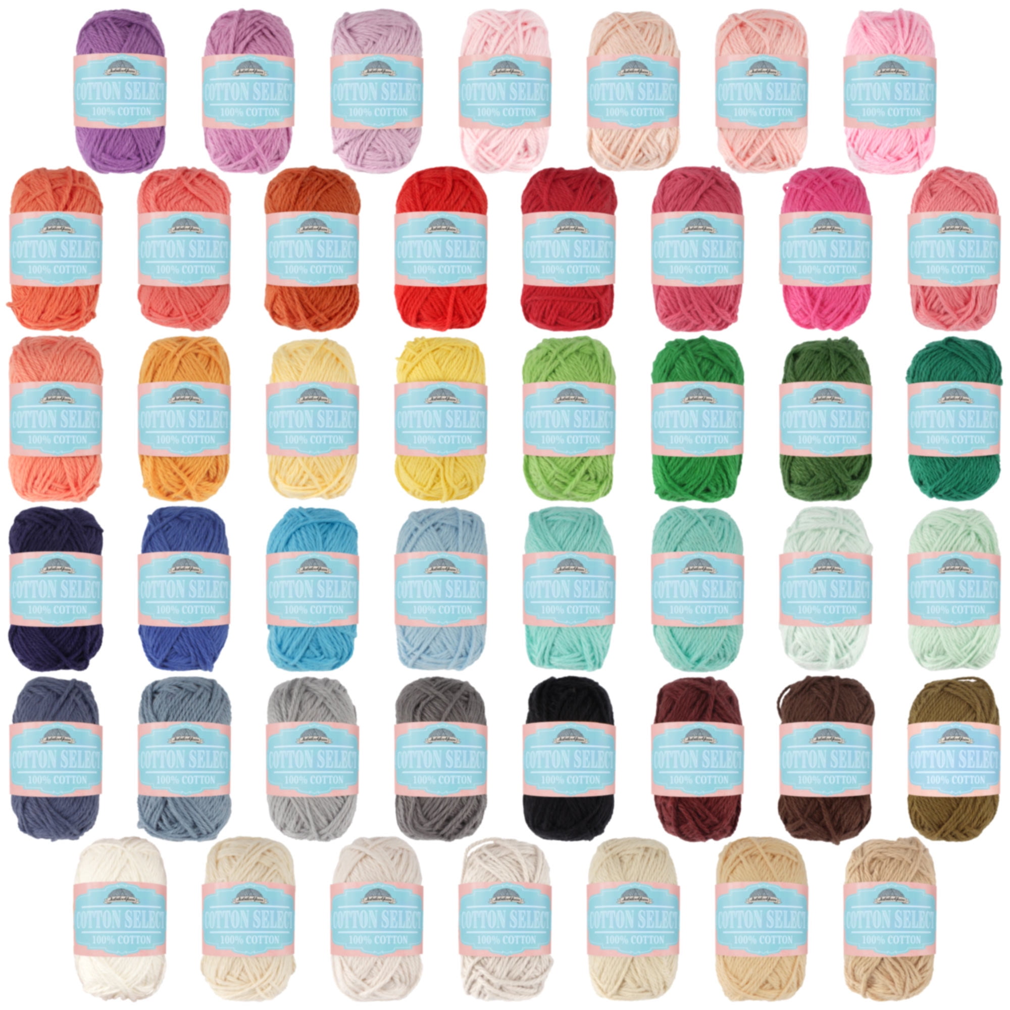 BambooMN Cotton Sport Weight Yarn, 10g Skeins, Variety Pack, 50 Skeins ...