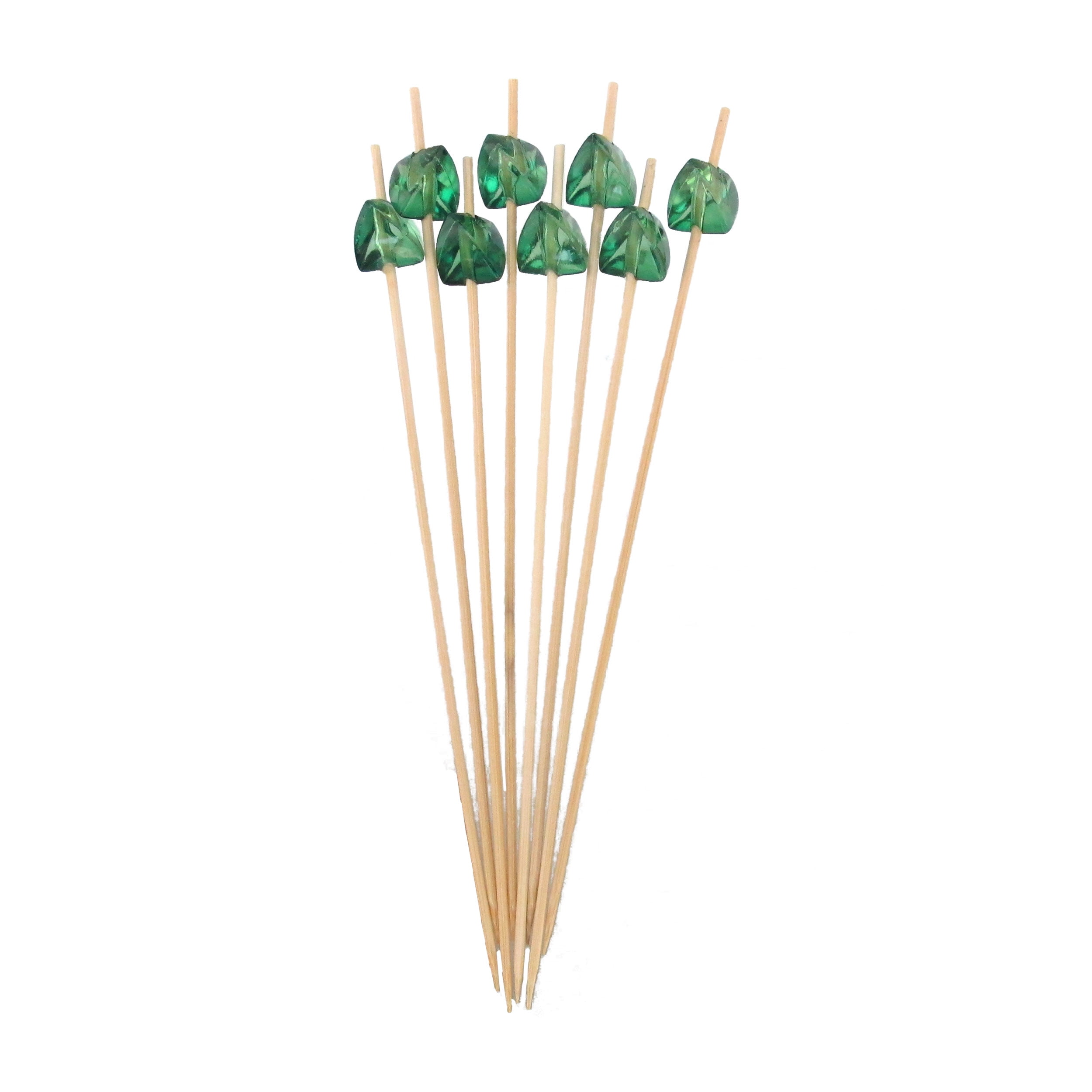 BambooMN Decorative 5.9" Acrylic Gem End Bamboo Picks - Green, 1,000 ...
