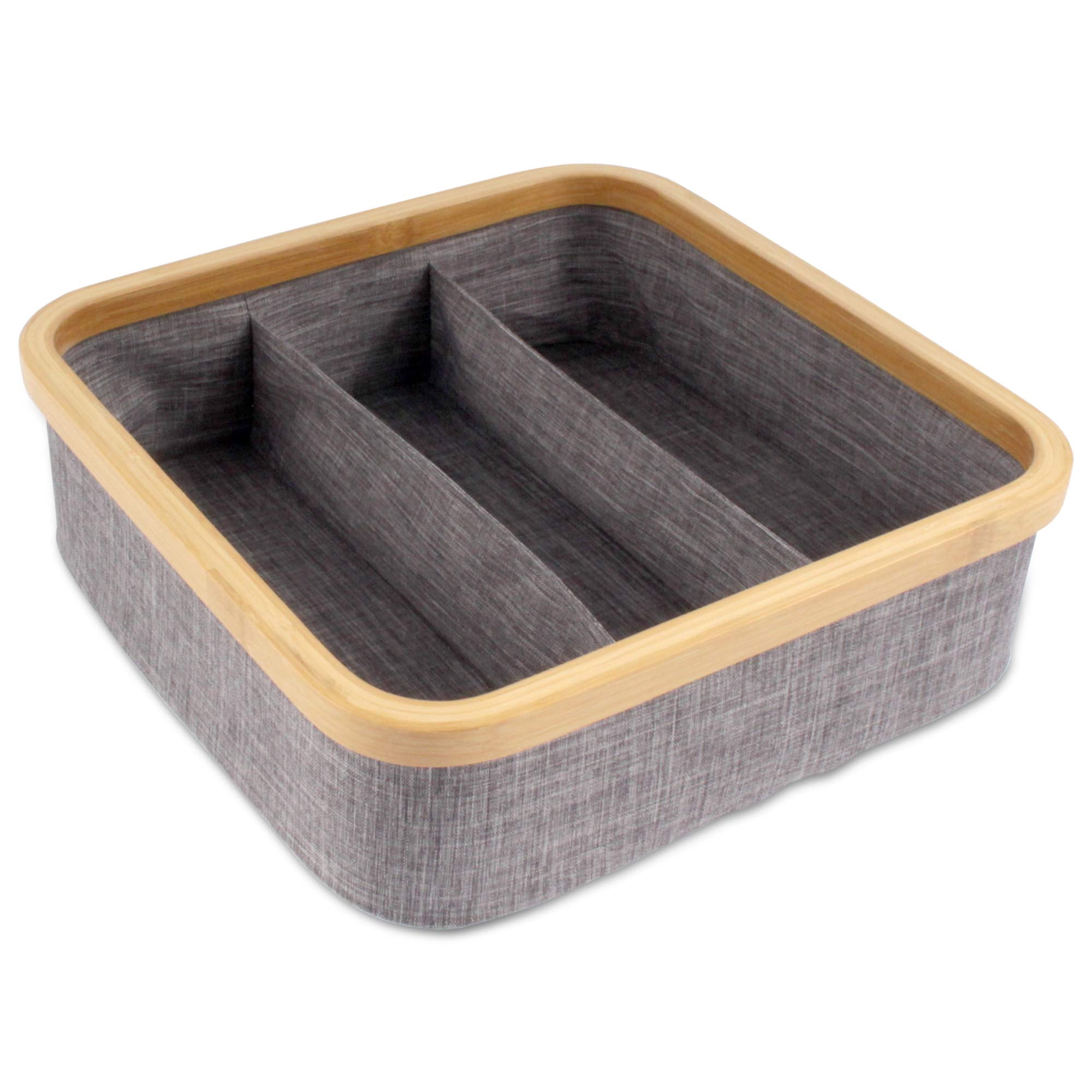BambooMN Dresser Drawer Organizer, Bamboo - 3 Cells – Gray - Walmart.com