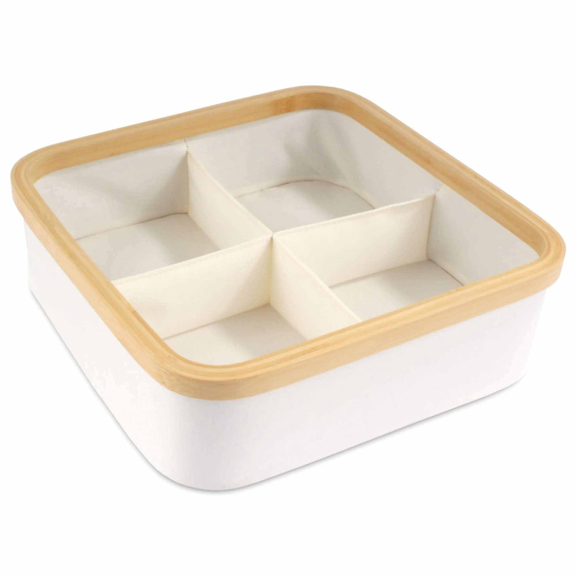 BambooMN Dresser Drawer Organizer, Bamboo - 4 Cells – White - Walmart.com