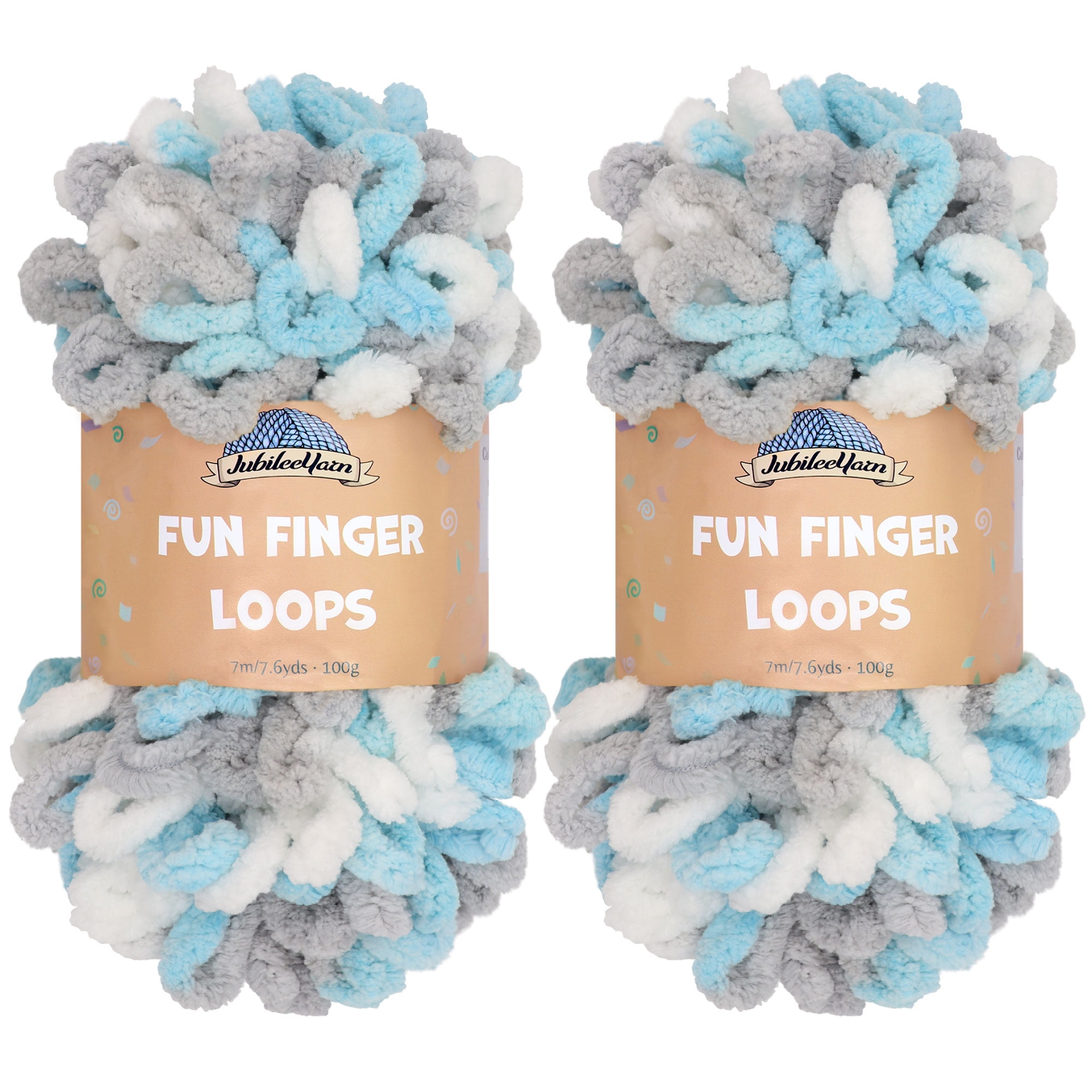 JubileeYarn Fun Finger Loops Yarn - Jumbo Polyester - 100g/Skein - Blue ...