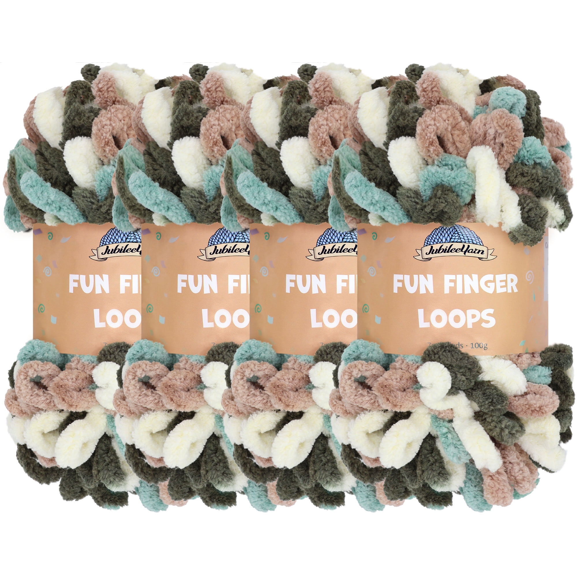 BambooMN Fun Finger Loops Jumbo Polyester Yarn, 7.6 Yards, 4 Skeins ...