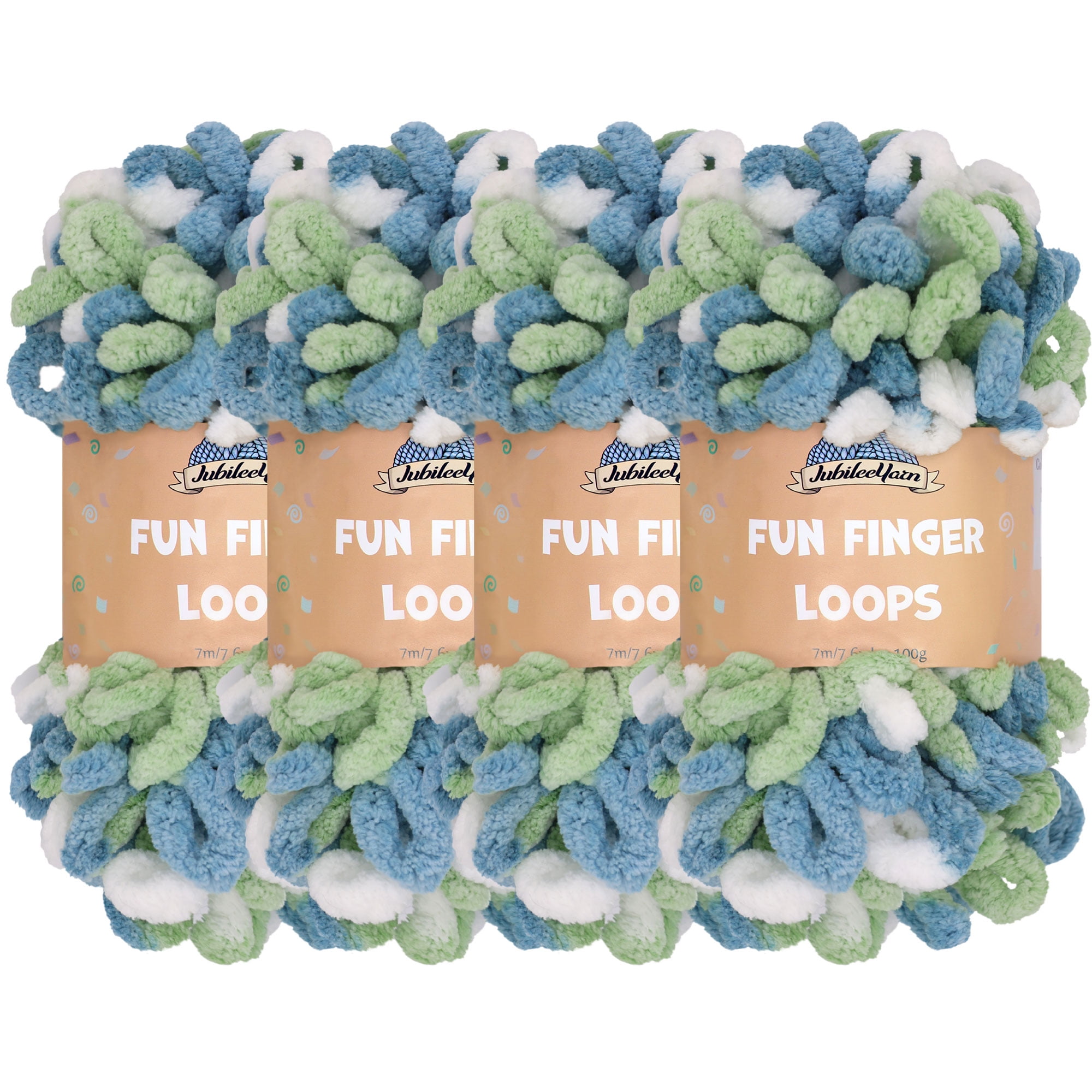 BambooMN Bundle of 4 Skeins - Fun Finger Knitting Yarn - 100% Polyester ...