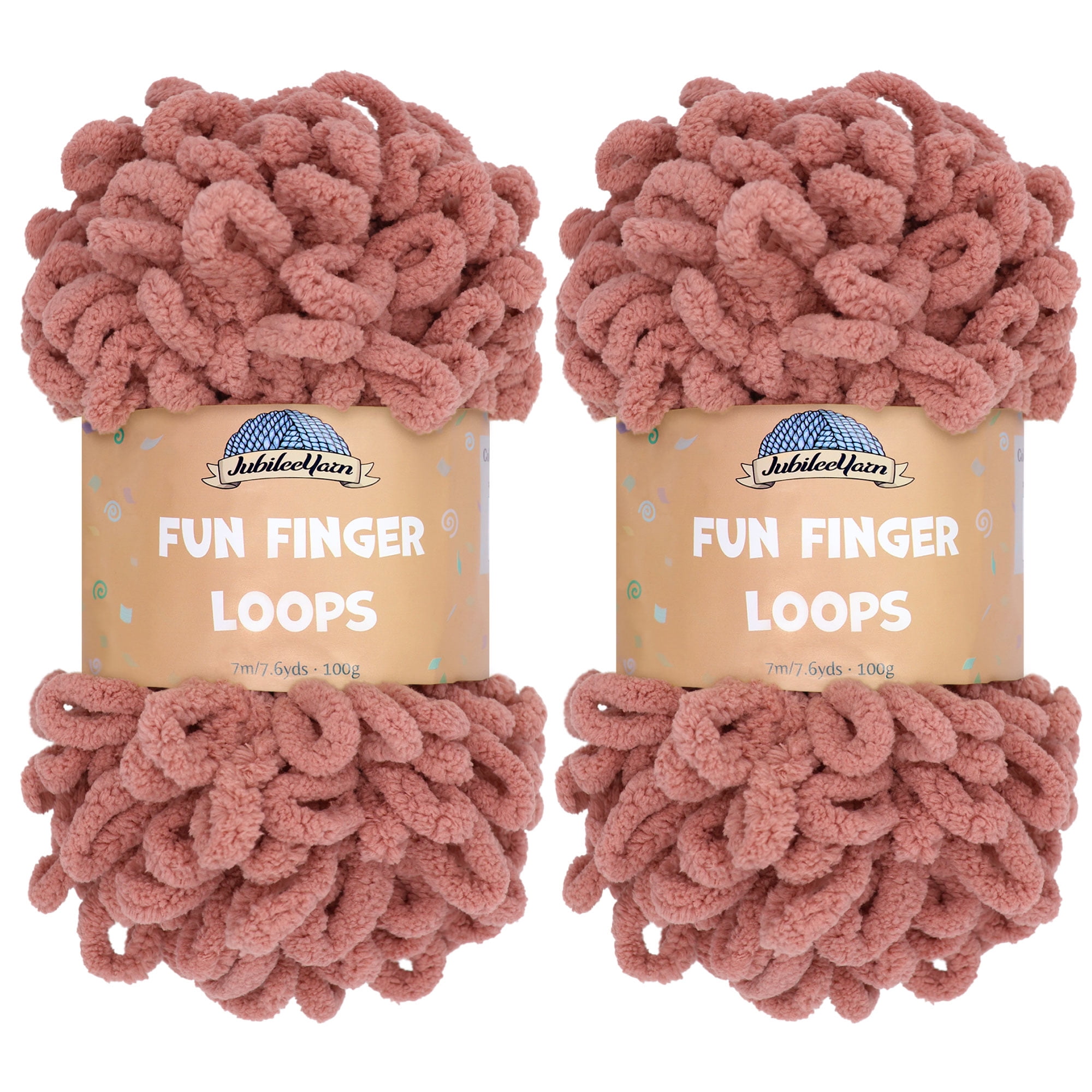 JubileeYarn Fun Finger Loops Yarn - Jumbo Polyester - 100g/Skein - Rose ...