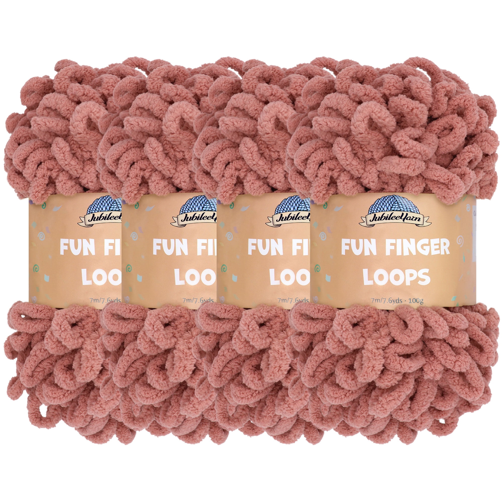 JubileeYarn Fun Finger Loops Yarn - Jumbo Polyester - 100g/Skein - Rose ...