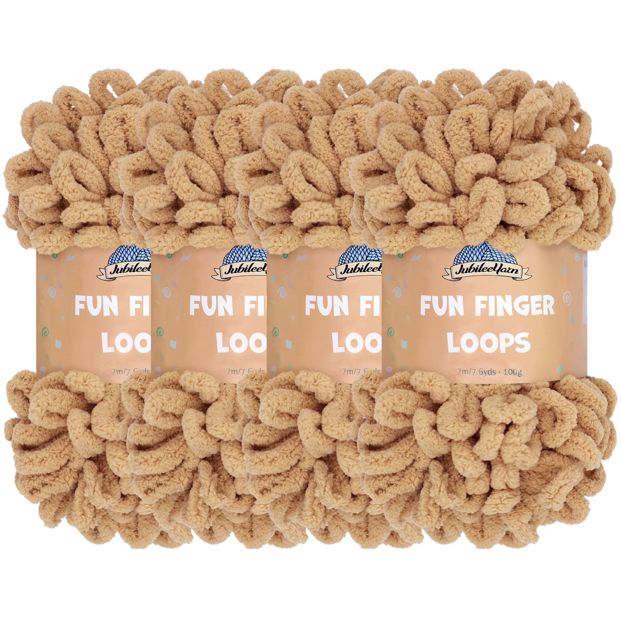 JubileeYarn Fun Finger Loops Yarn - Jumbo Polyester - 100g/Skein - Sand ...