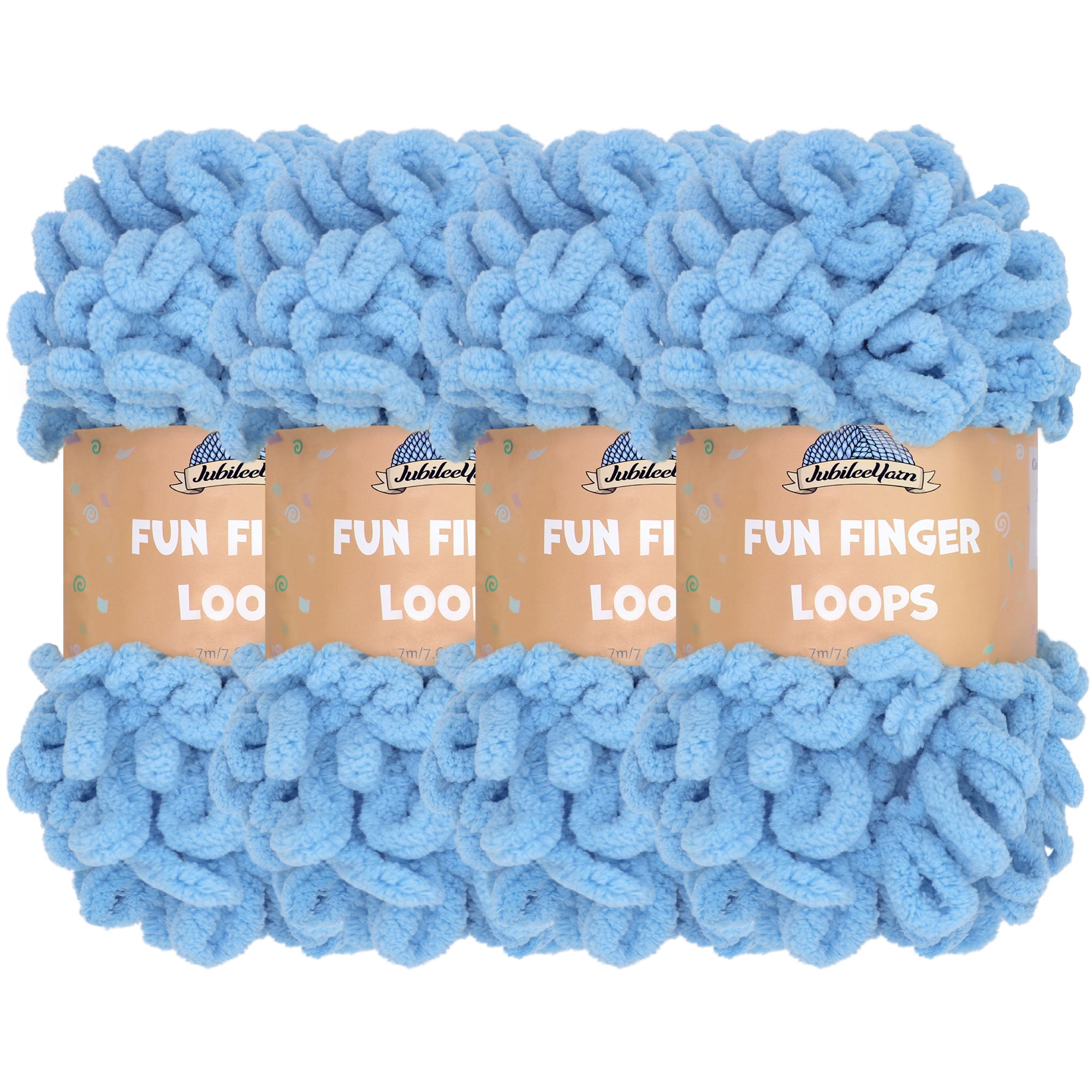 BambooMN Fun Finger Loops Yarn, Jumbo Weight, Maritime Blue, 100% ...