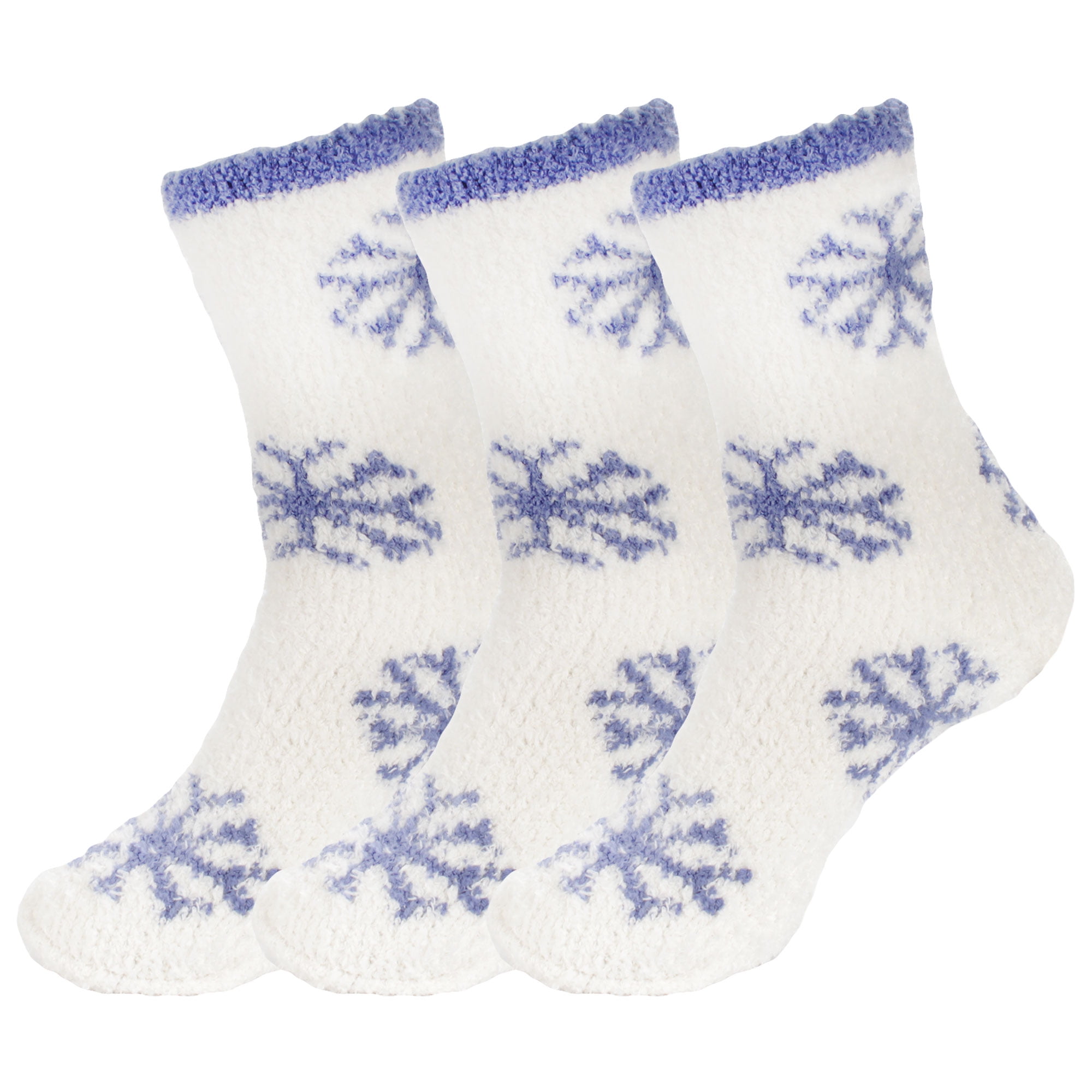 BambooMN - Fuzzy Snowflake Socks - 05 Snowflake Party - 3prs - Walmart.com