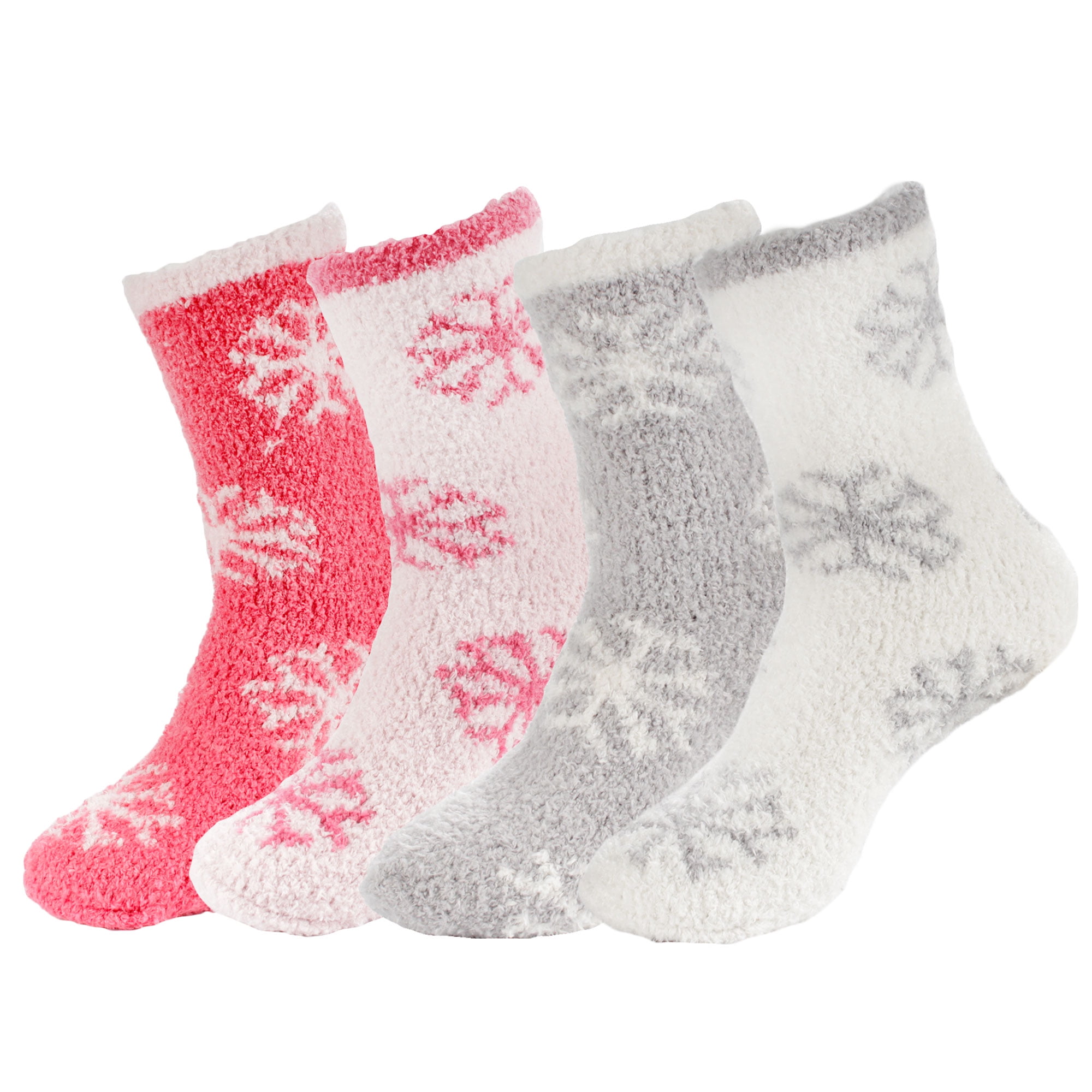 BambooMN - Fuzzy Snowflake Socks - Assortment A, 4 prs - Walmart.com