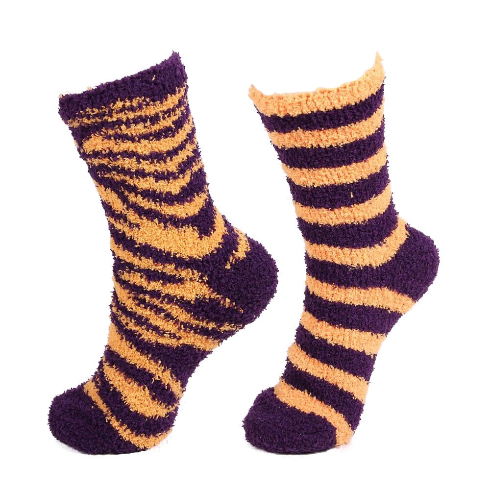 BambooMN Fuzzy Team Spirit Socks - Purple/Gold - 4 Pairs - Walmart.com