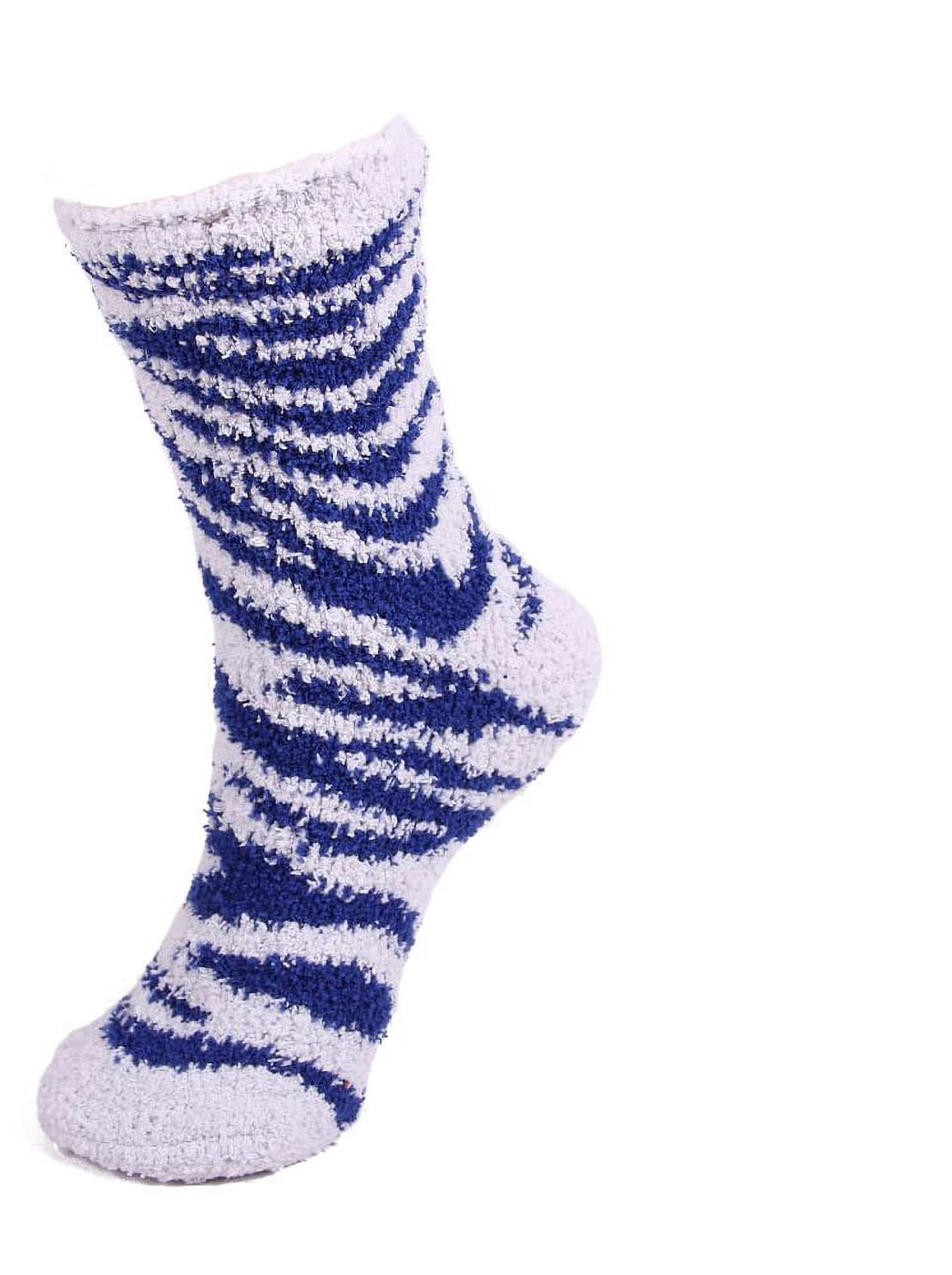 BambooMN Fuzzy Team Spirit Socks - Zebra Grey/Blue - 4 Pairs - Walmart.com