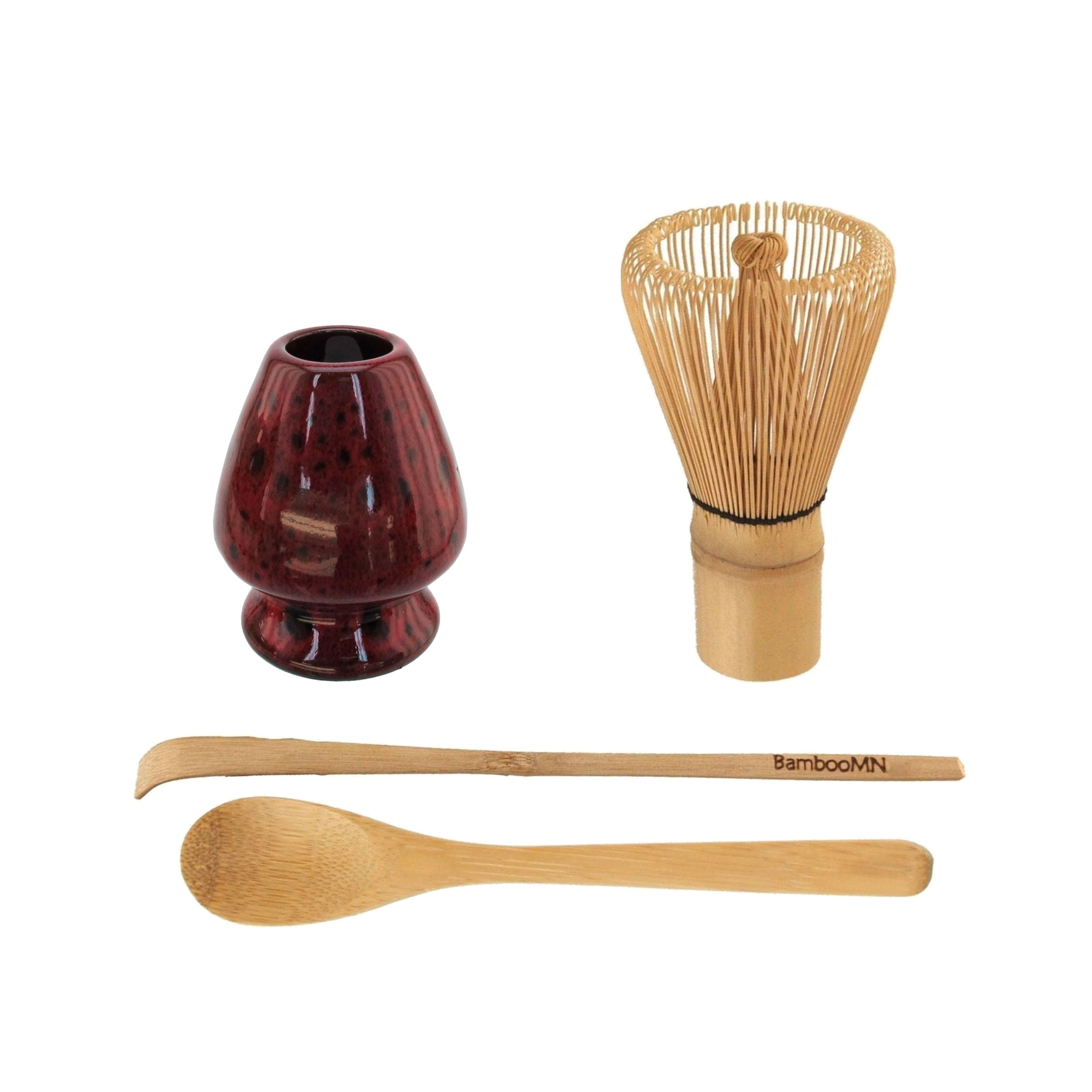 BambooMN Matcha Green Tea Whisk Set - Whisk + Scoop + Tea Spoon + Deep ...