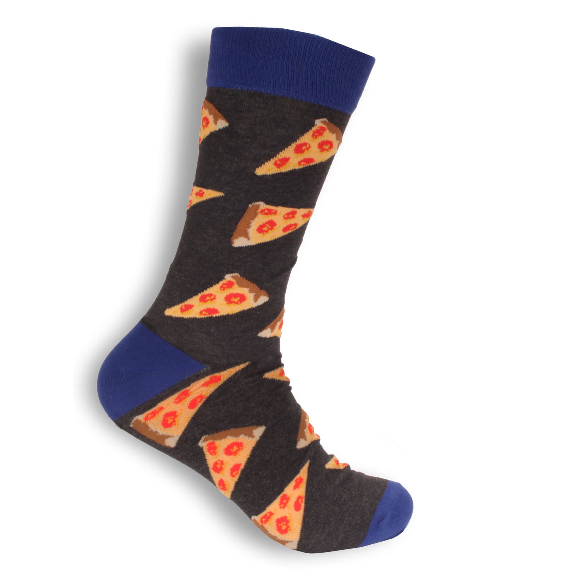 BambooMN Men's Cotton Funny Food Novelty Socks - Pizza Slices - 1 Pair ...