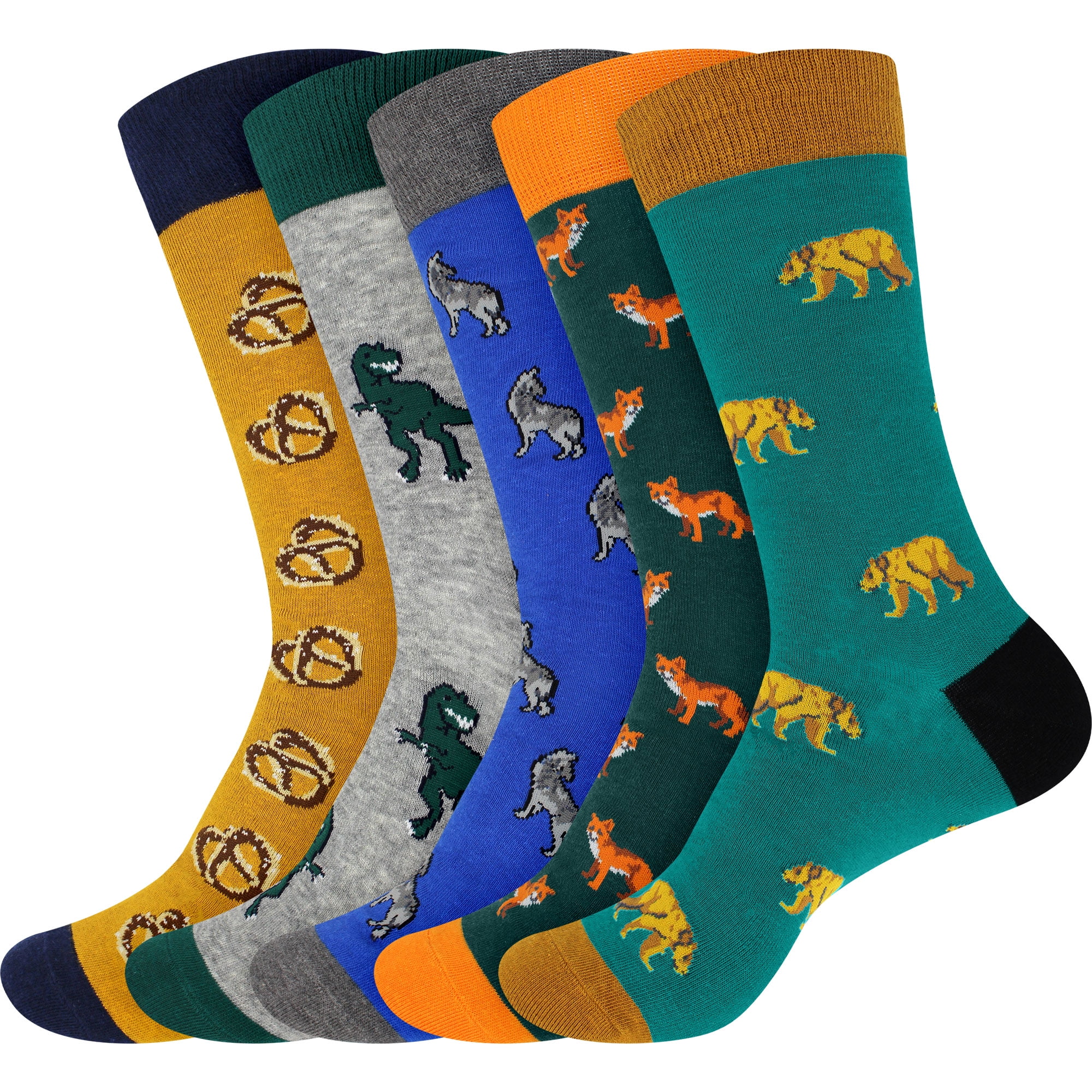 BambooMN Men's Cotton Novelty Fun Design Socks - Assortment 5A - S/M ...