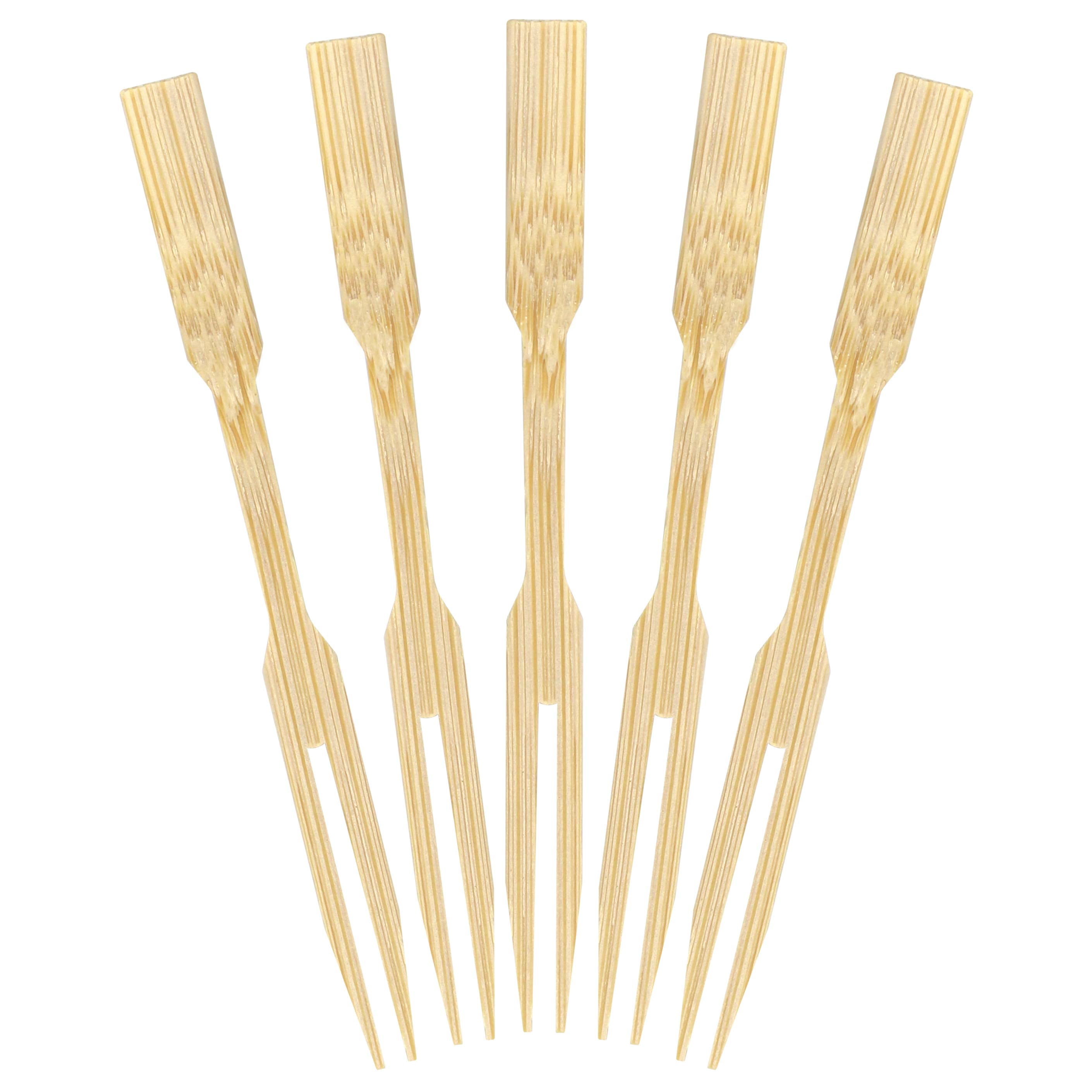 BambooMN Premium 3.5" Bamboo Mini Cocktail/Food Serving Forks, Ideal ...