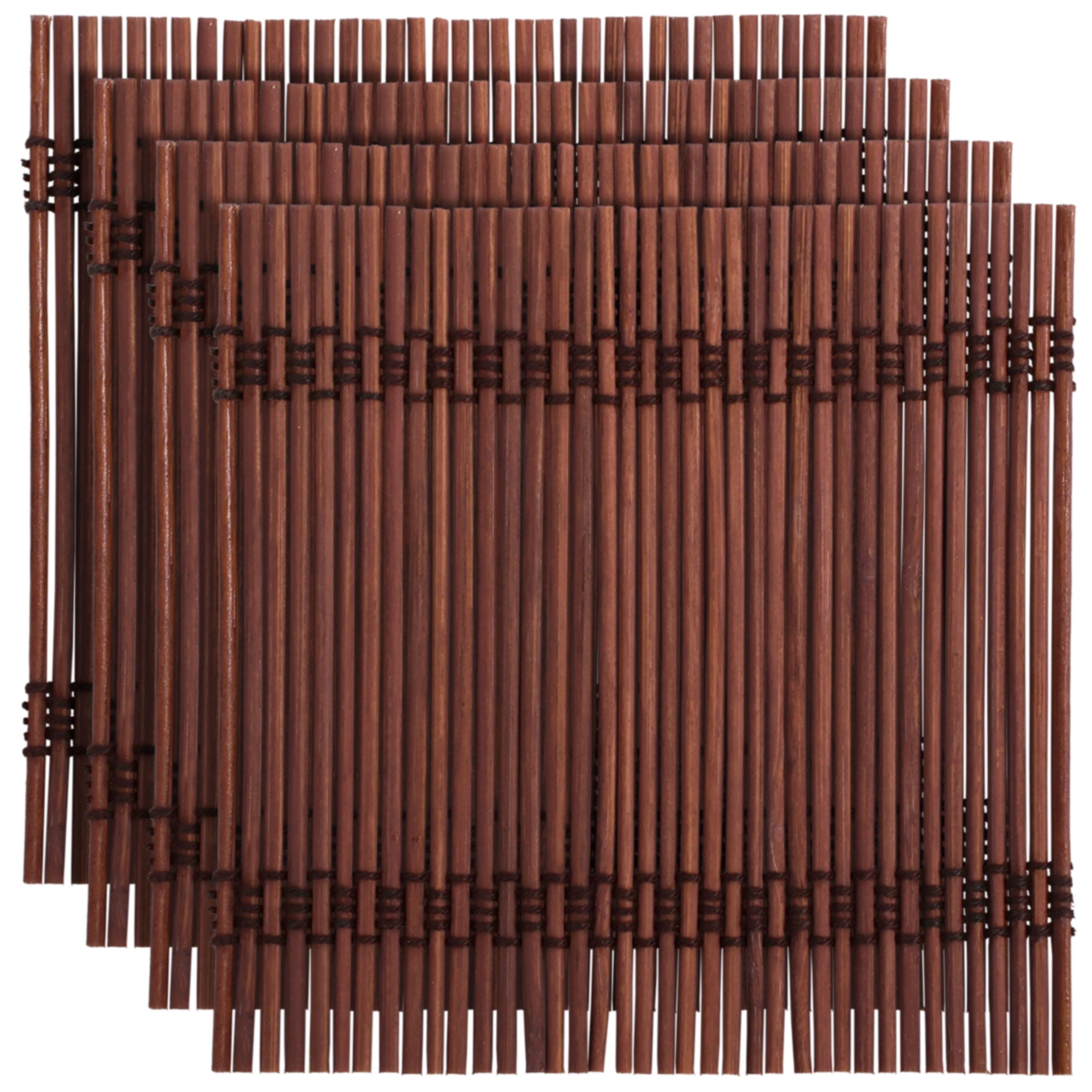 BambooMN Premium Bamboo Matchstick Coasters - 4.25" x 4.25" - Chocolate ...