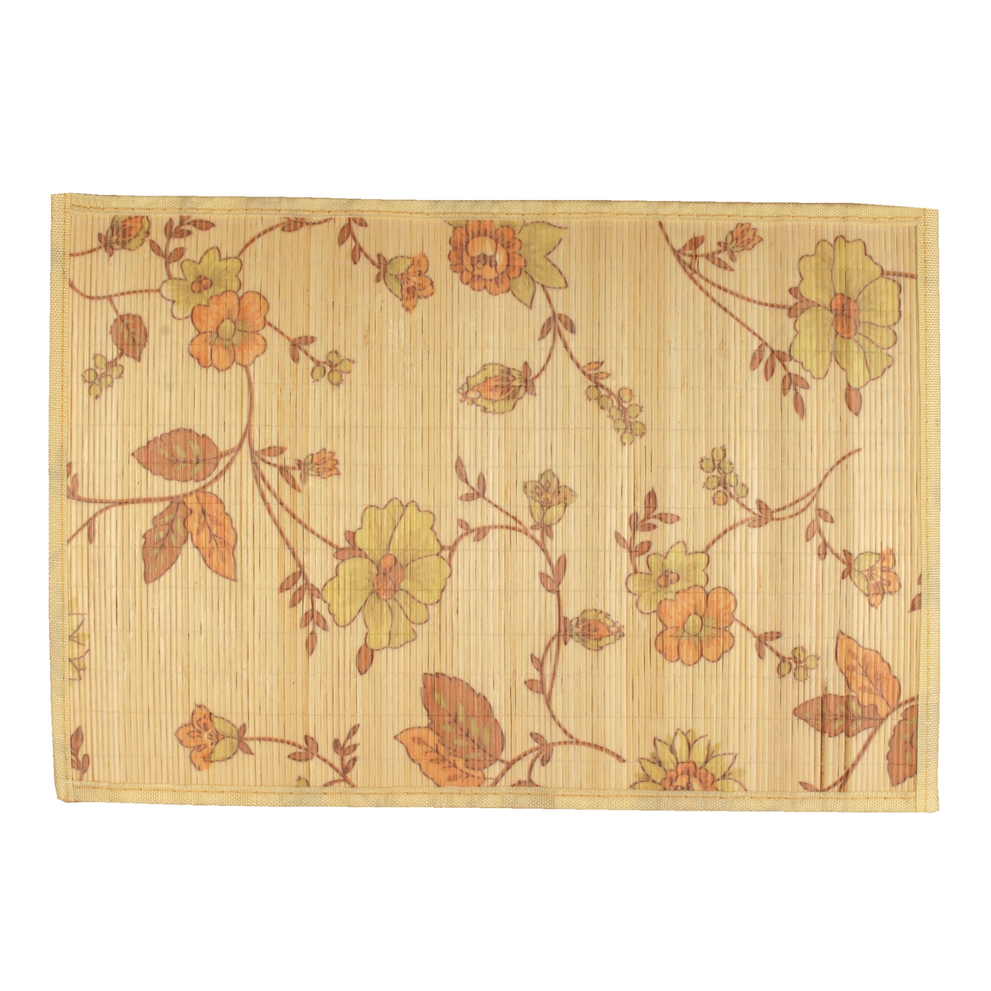 BambooMN Premium Bamboo Slats Placemat with Fabric Border - Floral ...
