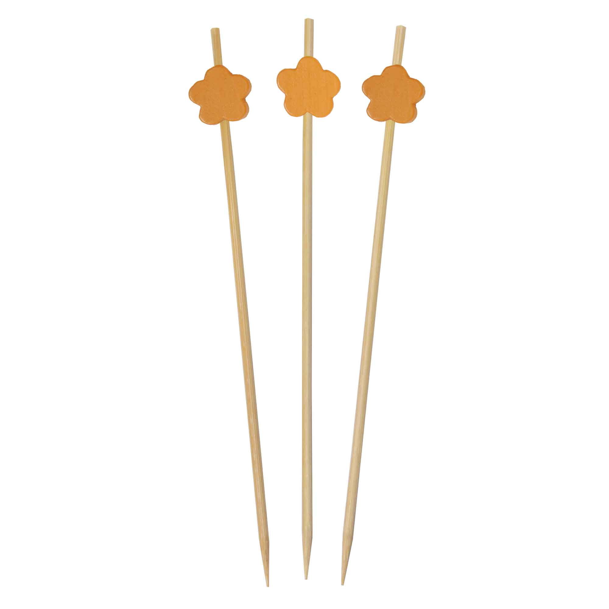 BambooMN 4.7" Premium Decorative Mustard Yellow Flower End Bamboo ...