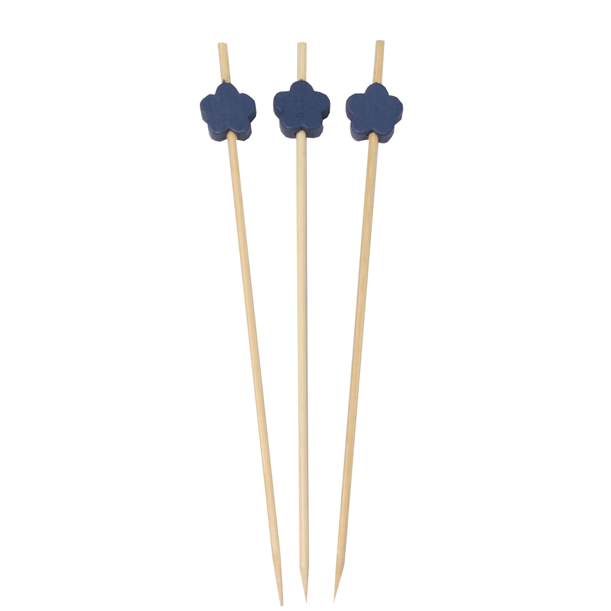 BambooMN 4.7" Premium Decorative Blue Flower End Bamboo Cocktail ...
