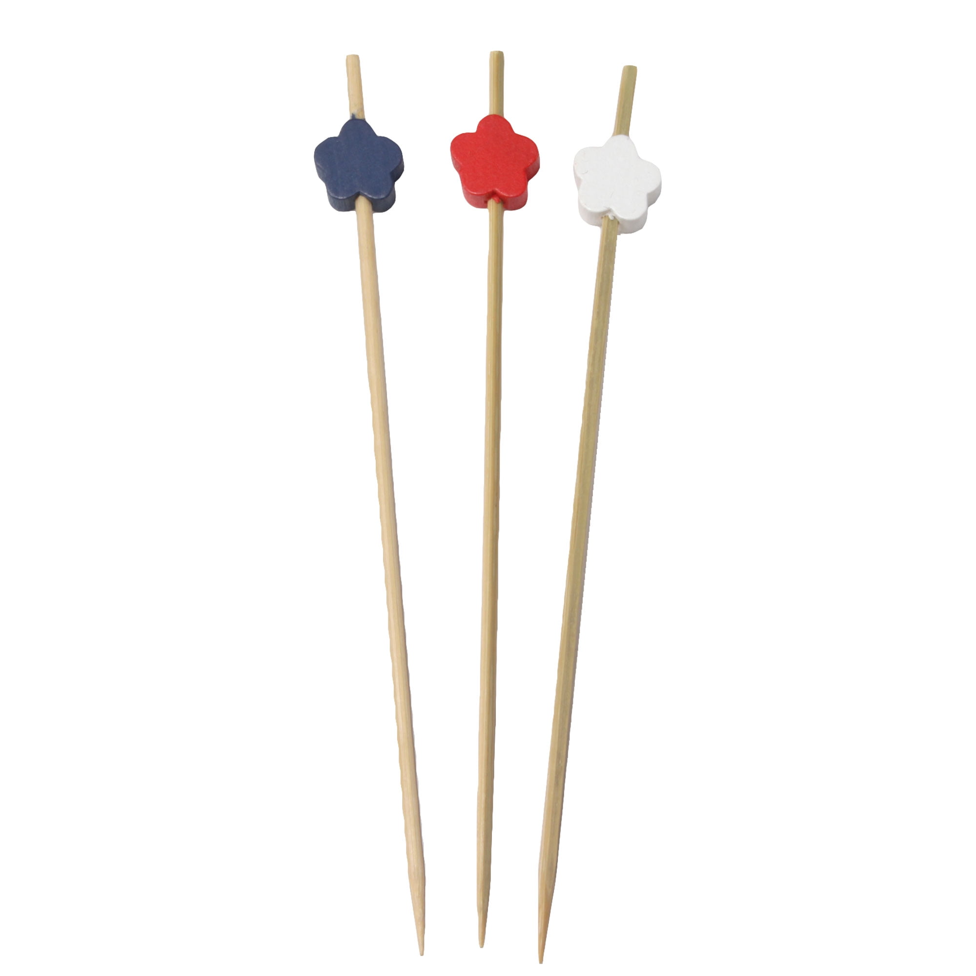 BambooMN 4.7" Premium Decorative Flower End Bamboo Cocktail Sandwich ...