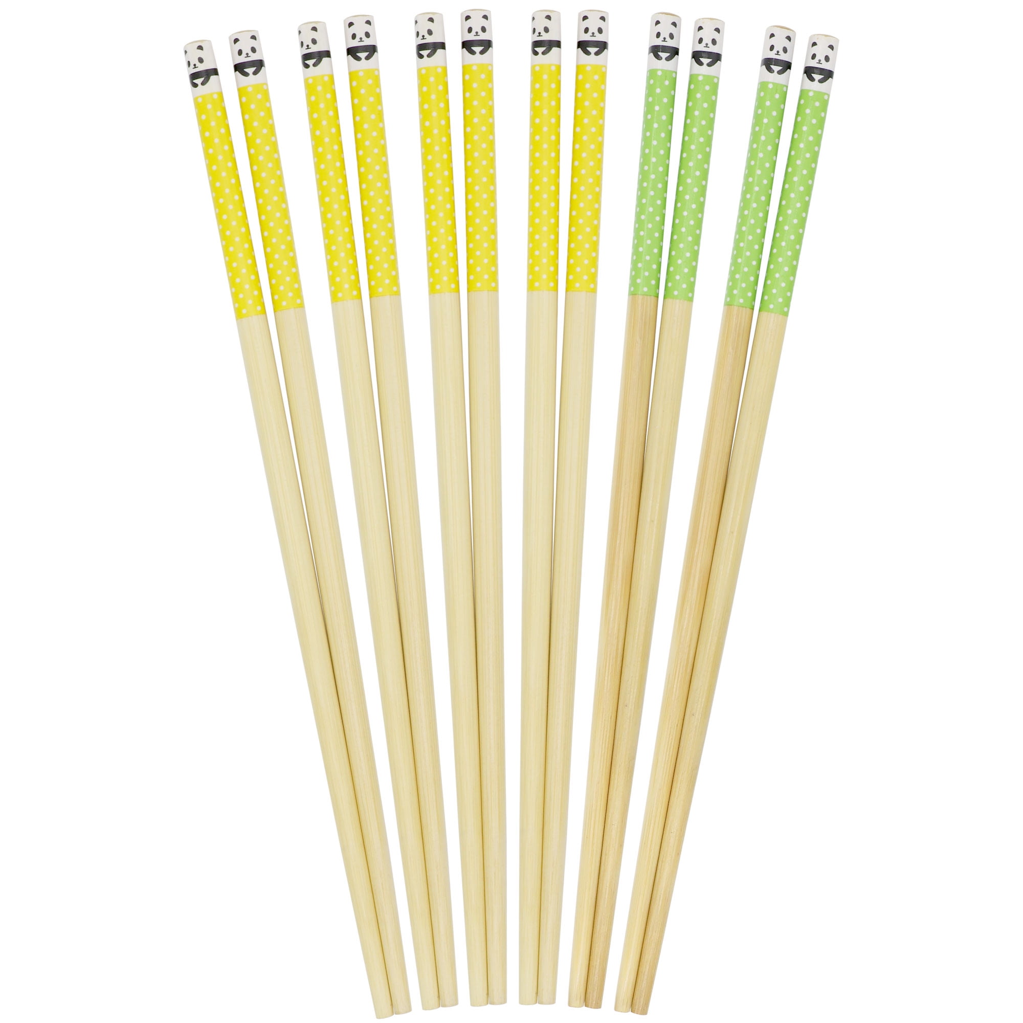 BambooMN Premium Reusable Japanese Bamboo Chopsticks, Polka Dot Panda ...