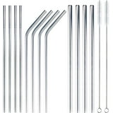 BambooMN Reusable Stainless Steel Metal Drinking Straws - 8"/8.5" (4 ...