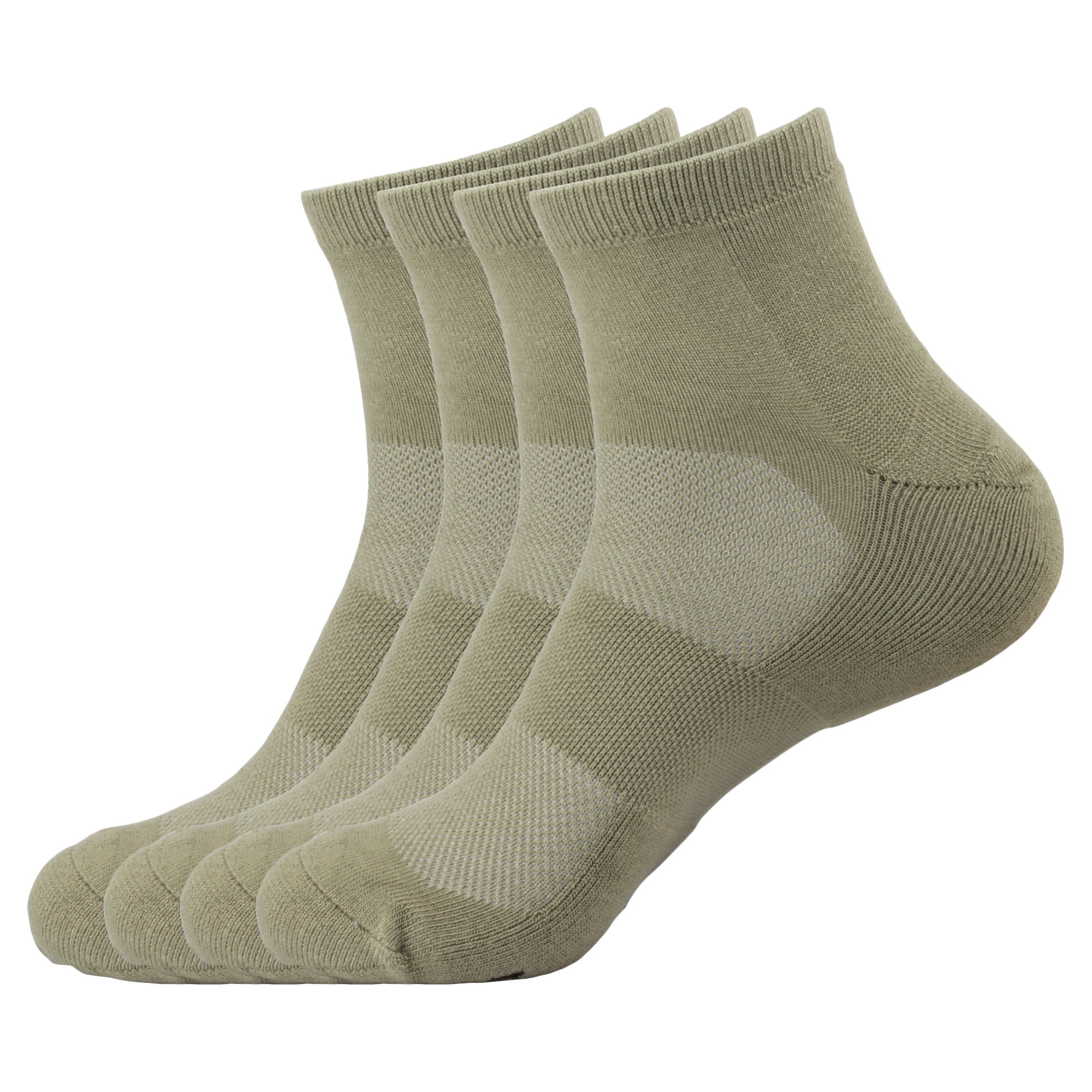 BambooMN Unisex Mens and Womens Quarter Socks Made of Rayon from Bamboo - Olive Green - 4 Pairs ...